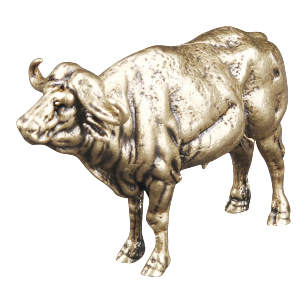 WRITWAA Brass Animal Figurine Yak Shaped Statue Indoor Tabletop Decor ...