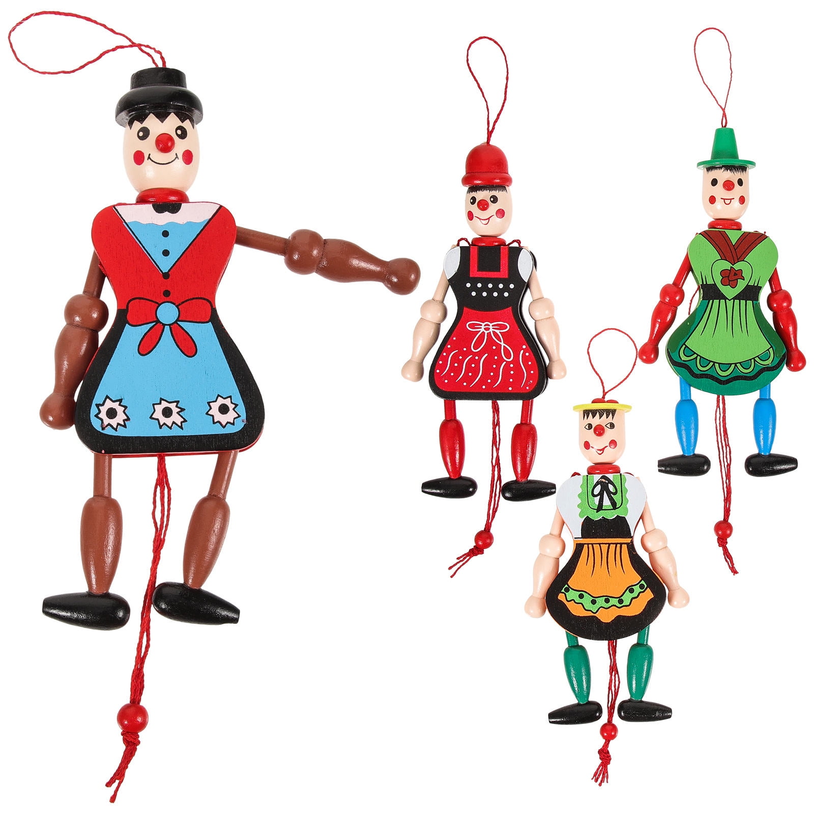 WRITWAA Clown Hand Dolls Wooden Marionette Puppet Assorted Color with ...
