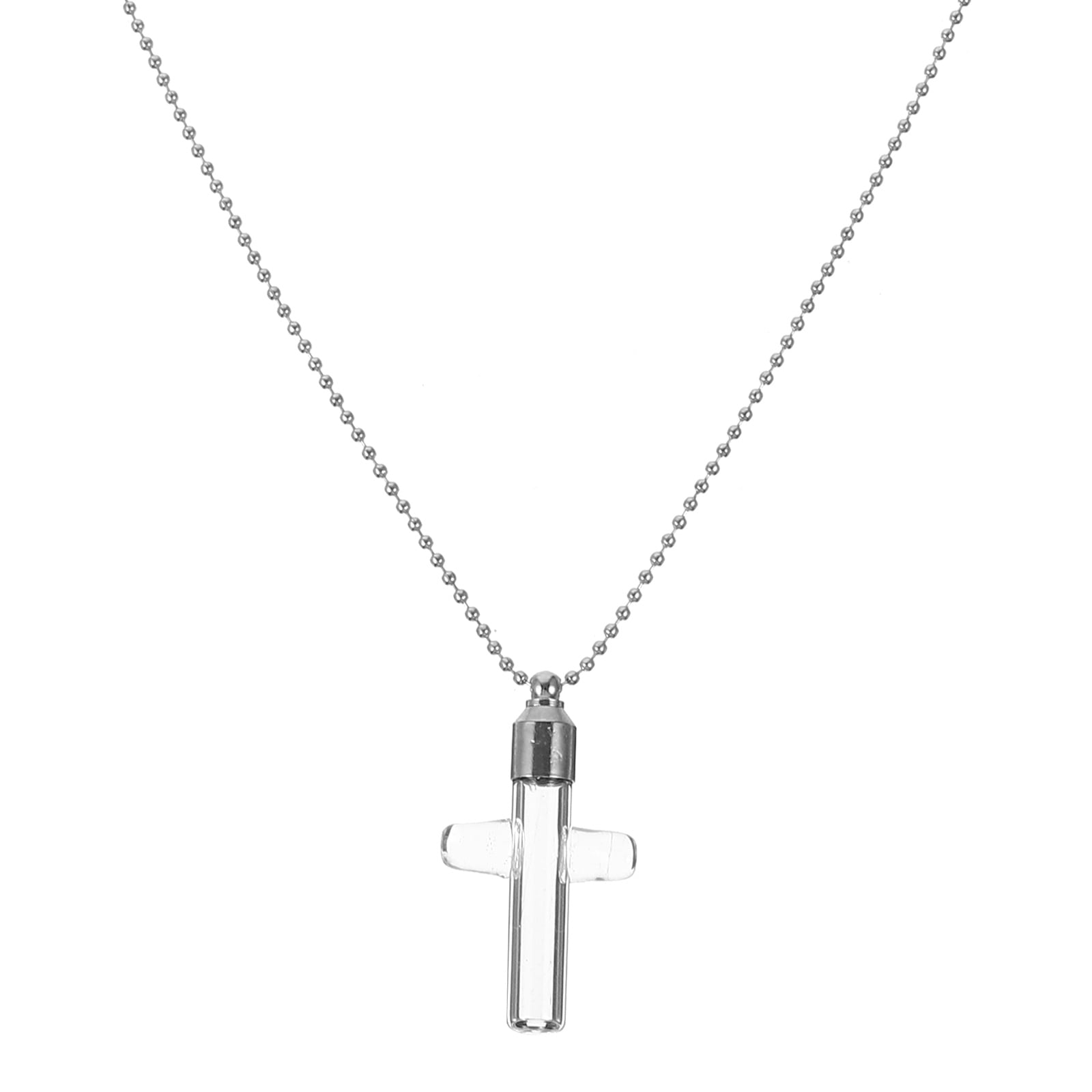 WRITWAA Cross Vial Necklace for Ashes, Stainless Steel & Glass Keepsake ...