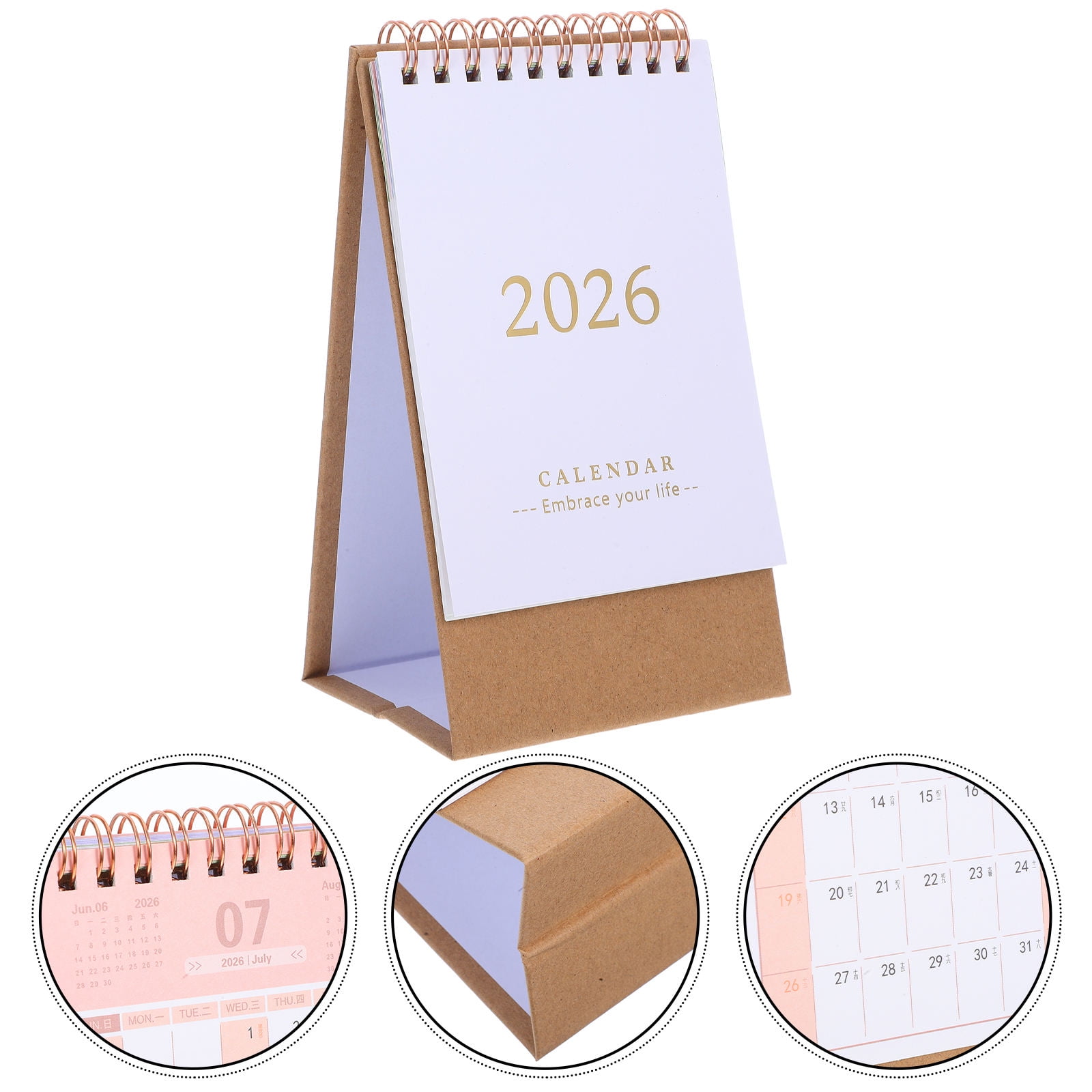 WRITWAA Daily Desk Calendar 2026 Light Brown Paper Modern Home Use 1Set ...