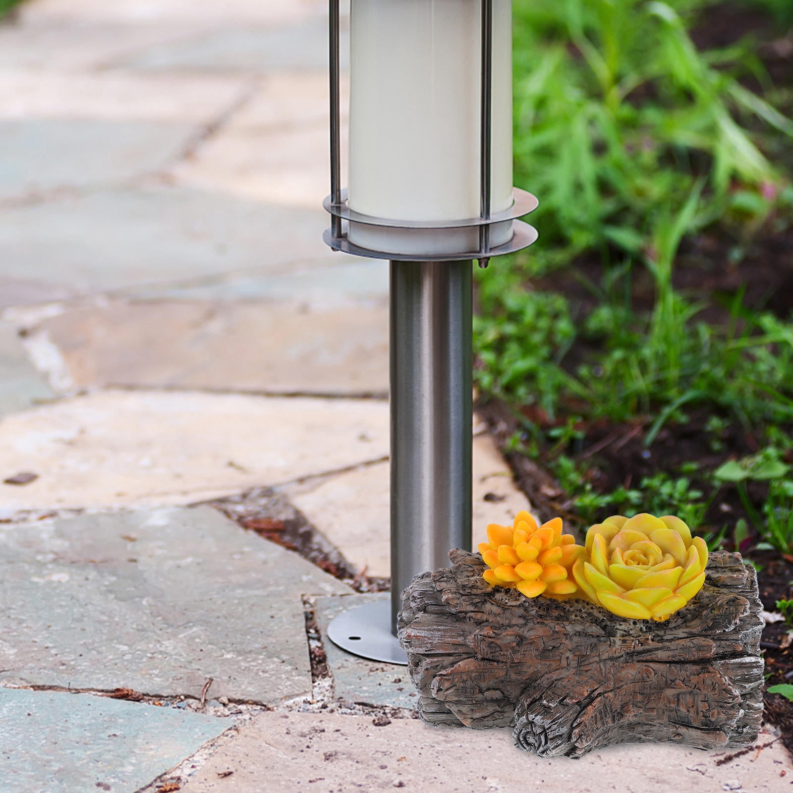 WRITWAA Artificial Tree Stump Key Hider for Outdoor Garden with Dark ...