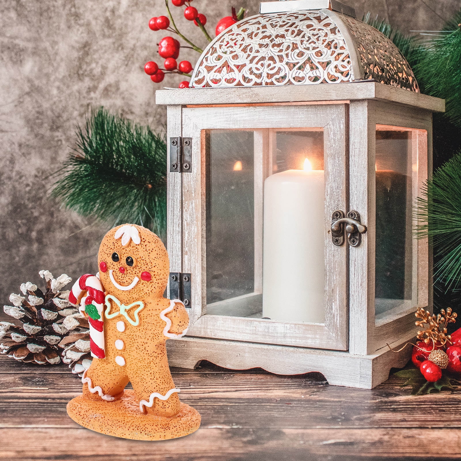 WRITWAA Christmas Gingerbread Man Ornament Resin Decor for Car Holiday ...