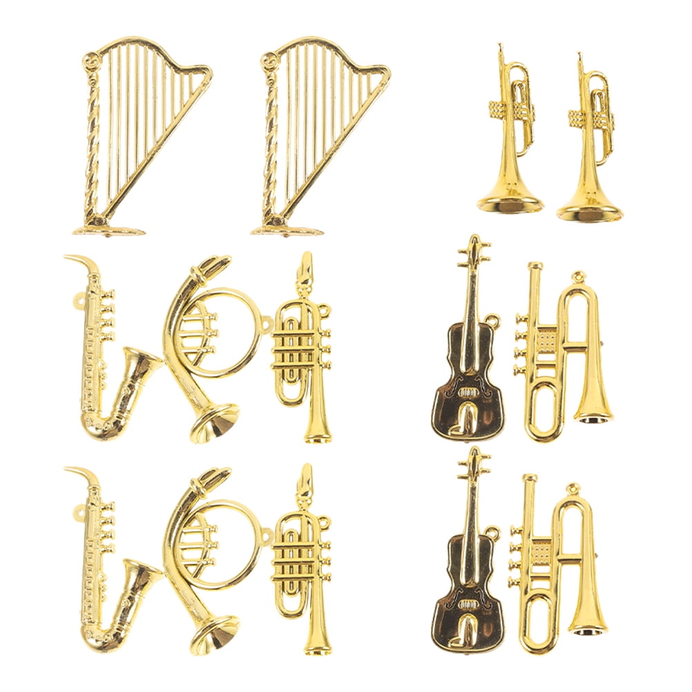 WRITWAA Mini Musical Instrument Ornaments 14pcs Miniature Violin Guitar ...