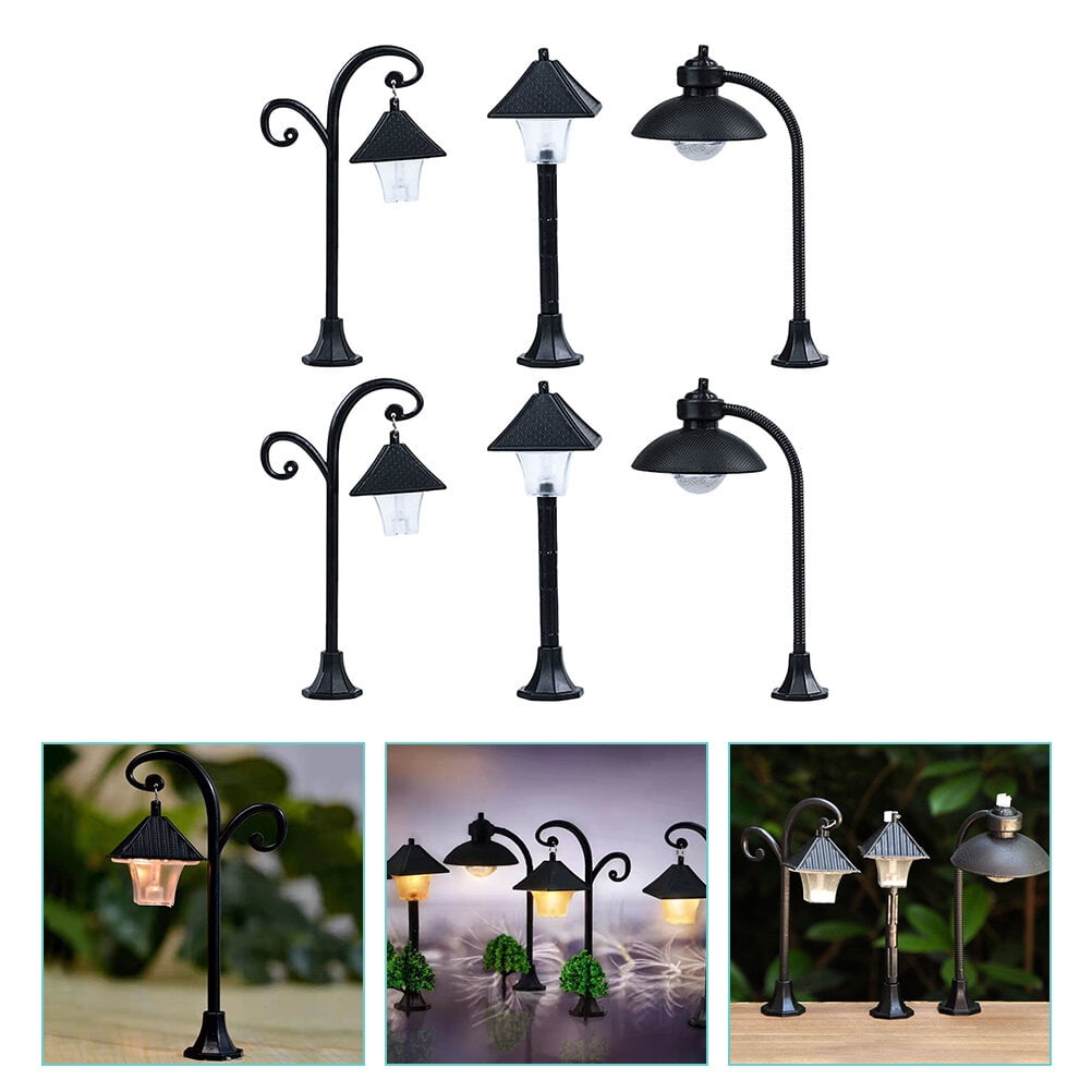WRITWAA PVC Mini Street Lights 6pcs Black for Dollhouse Garden Layout ...