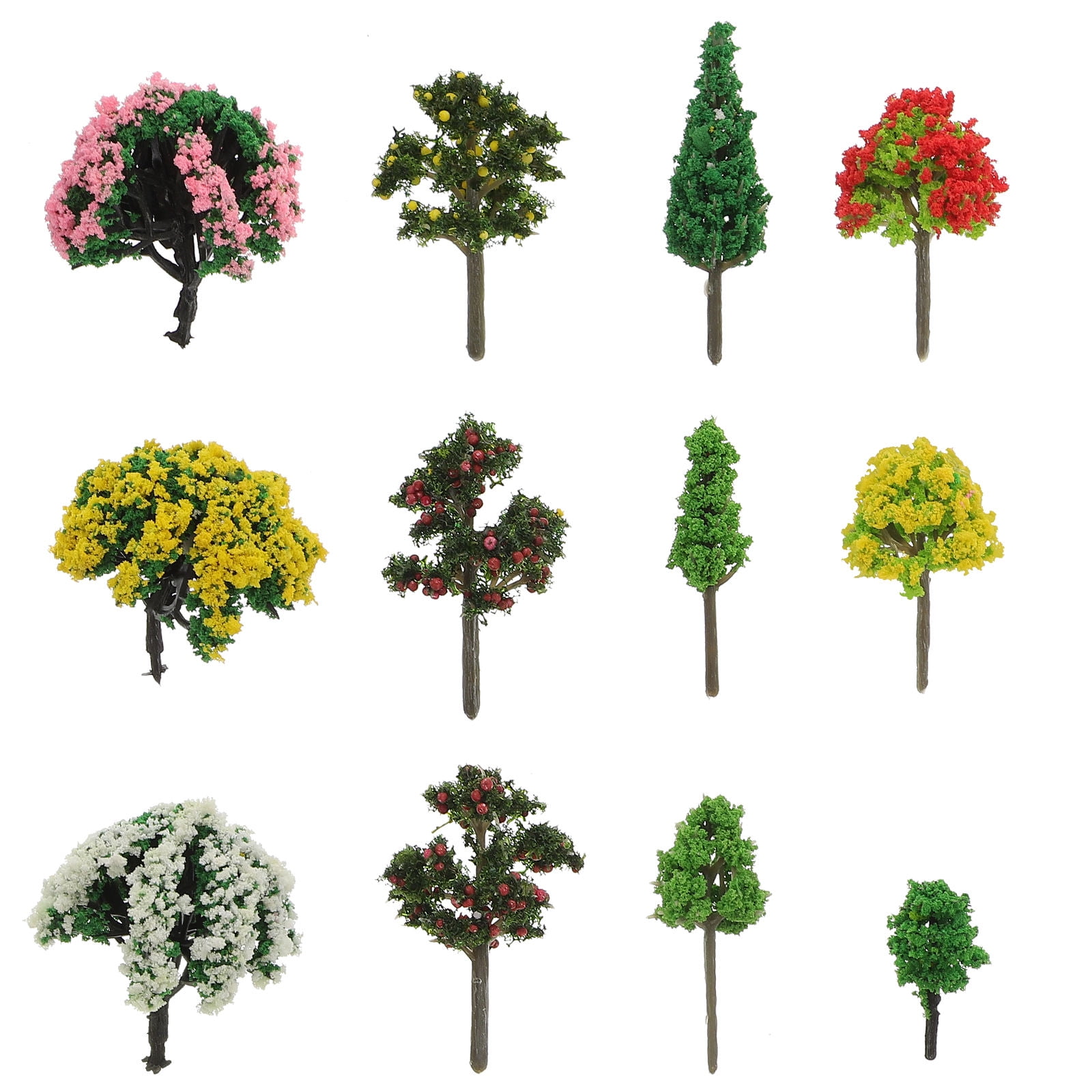 WRITWAA Plastic Tree Models Assorted Color for Sand Table Layout 60Pcs ...