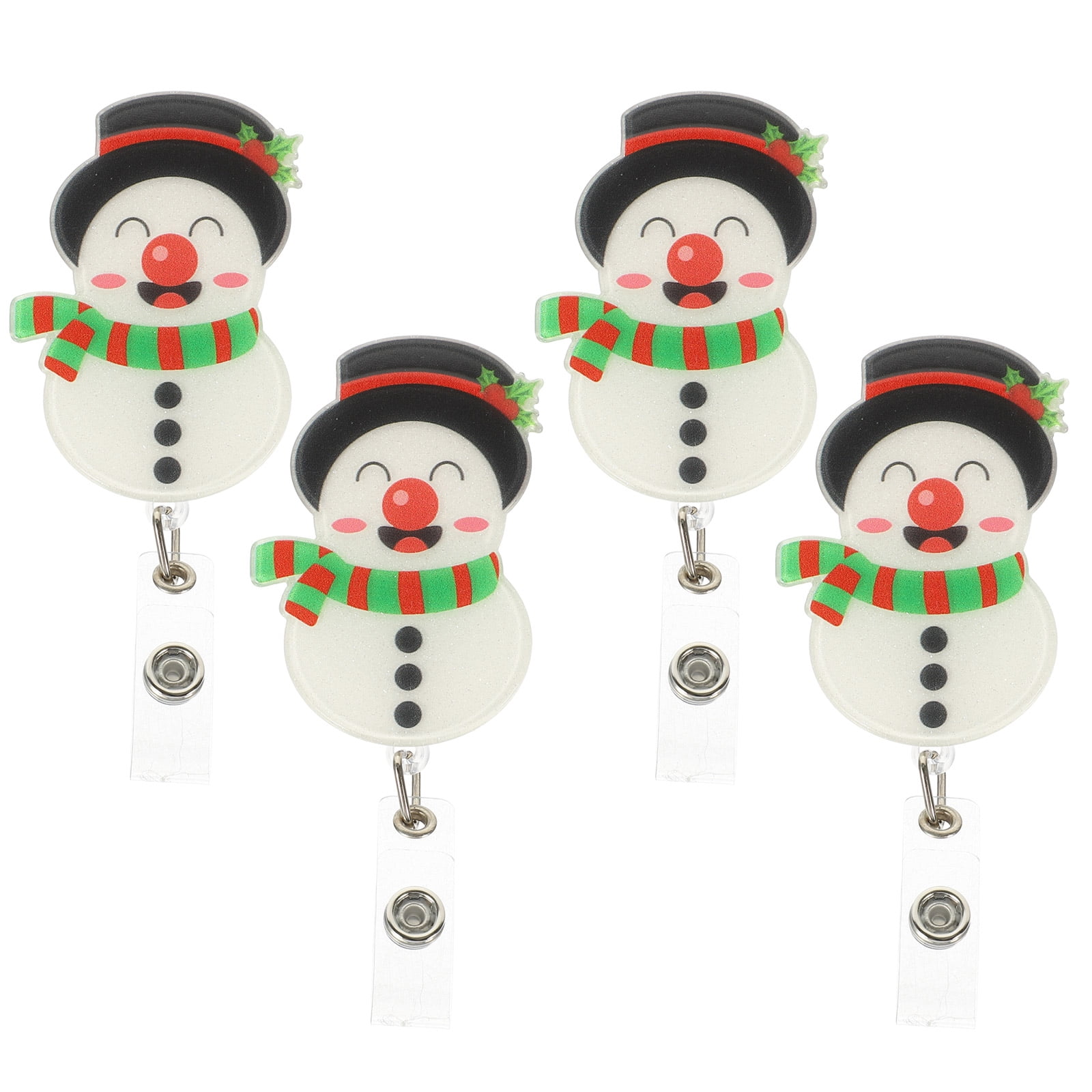 WRITWAA 4Pcs Snowman Badge Reel Retractable Id Holder for Nurse and ...