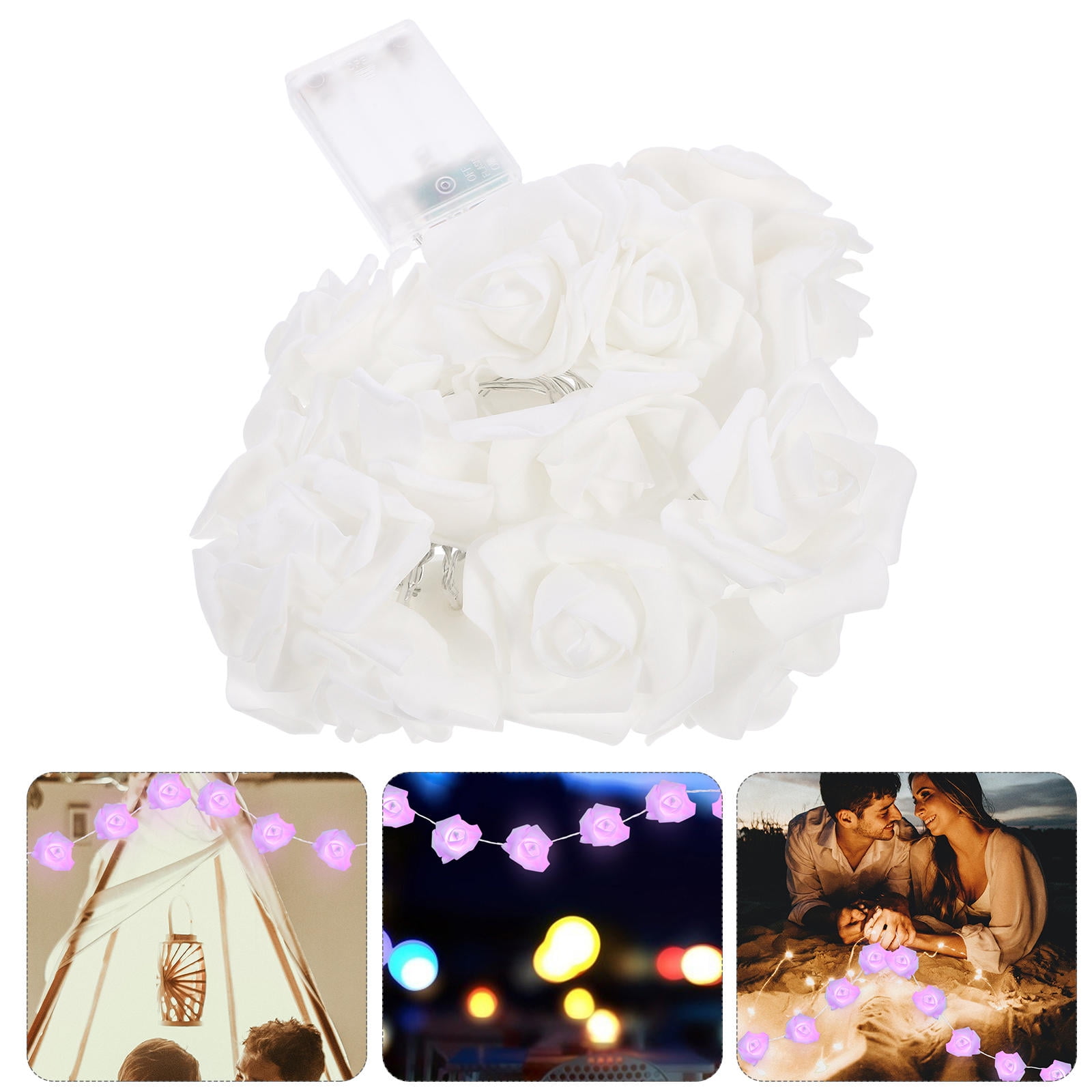 WRITWAA Purple LED Flower String Light with Battery Operated Design for ...