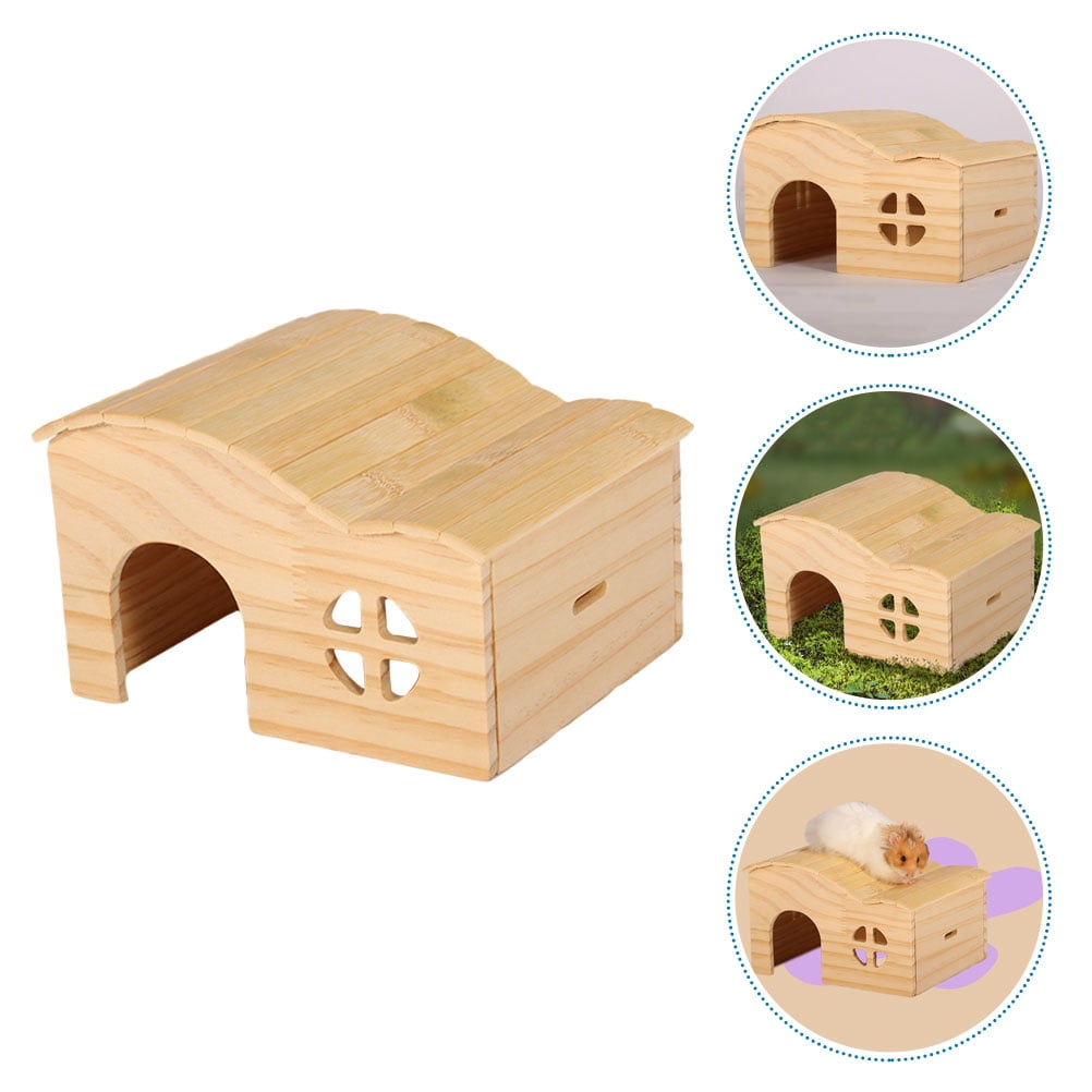 WRITWAA Wooden Small Hideout Cozy Cabin for Hamsters, Guinea Pigs, and ...