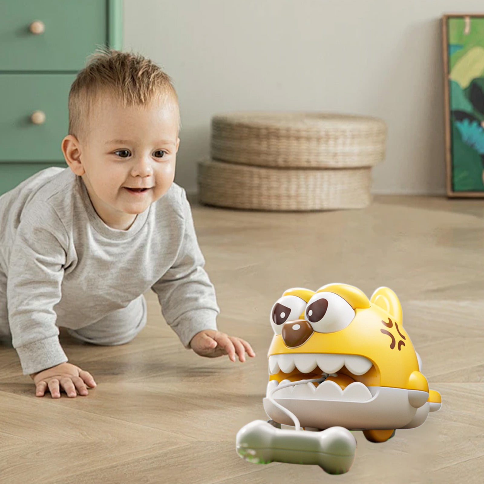 WRKEKC Cute Pull String Dog Car Toy Without Battery Portable Design ...