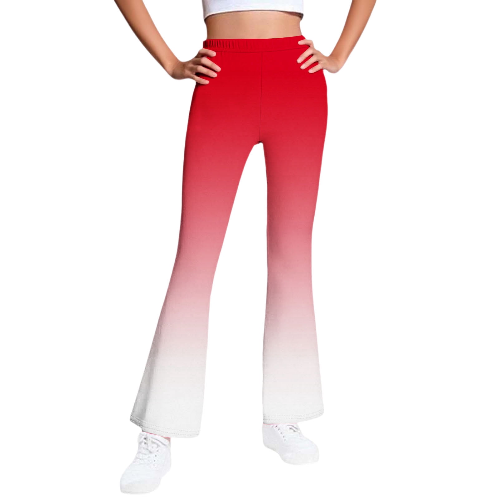 WRKEKC Girls Flare Pants Gradient Print Fleece Lined Long Pants for Big ...