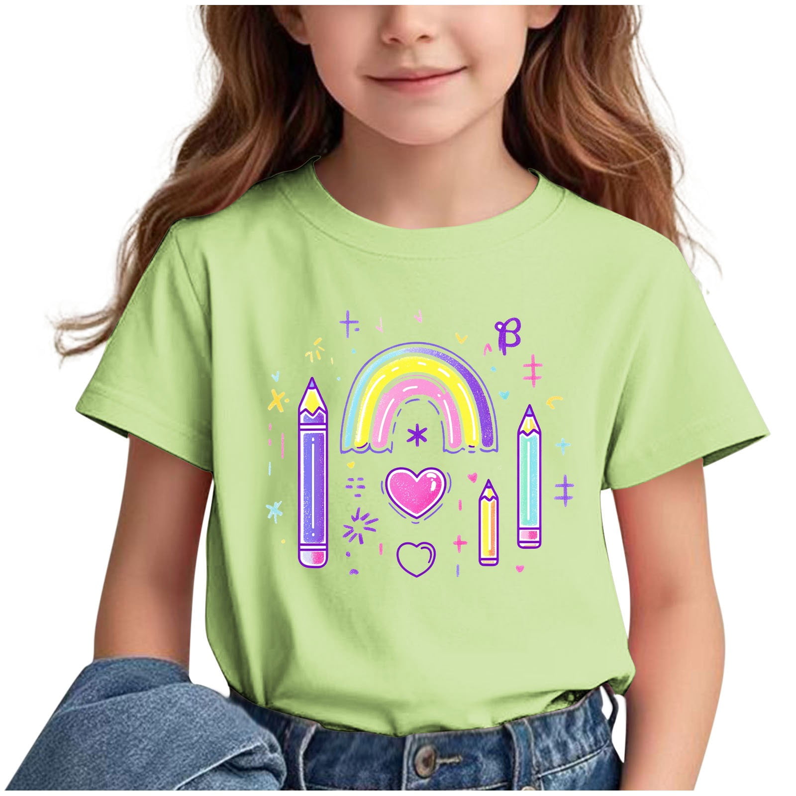 WRKEKC Girls Summer T-Shirts, Casual T-Shirts for Girls, Little Girls ...