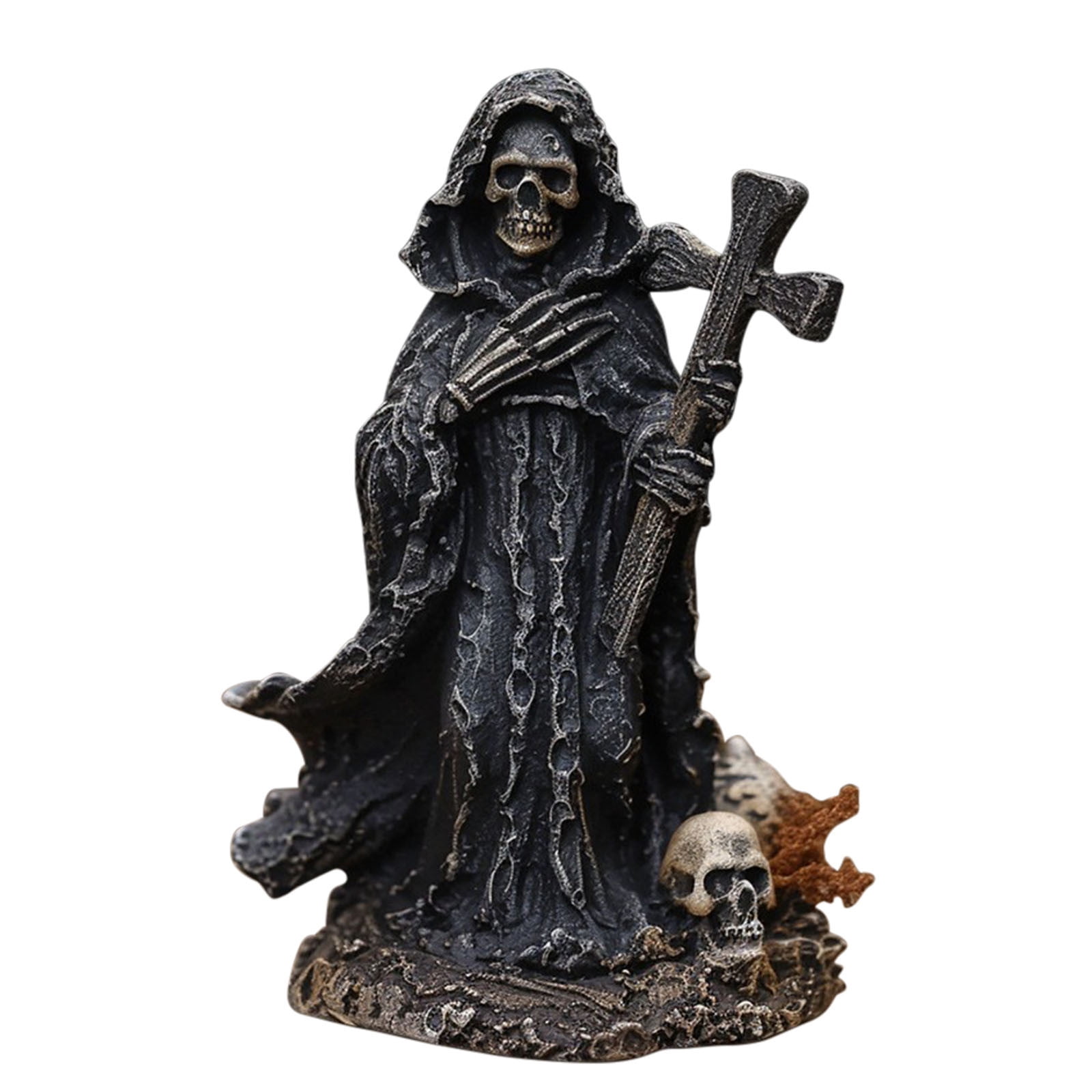 WRKEKC Grim Statue Holding Santa Muerte Statue Gothic Decor Figurine ...