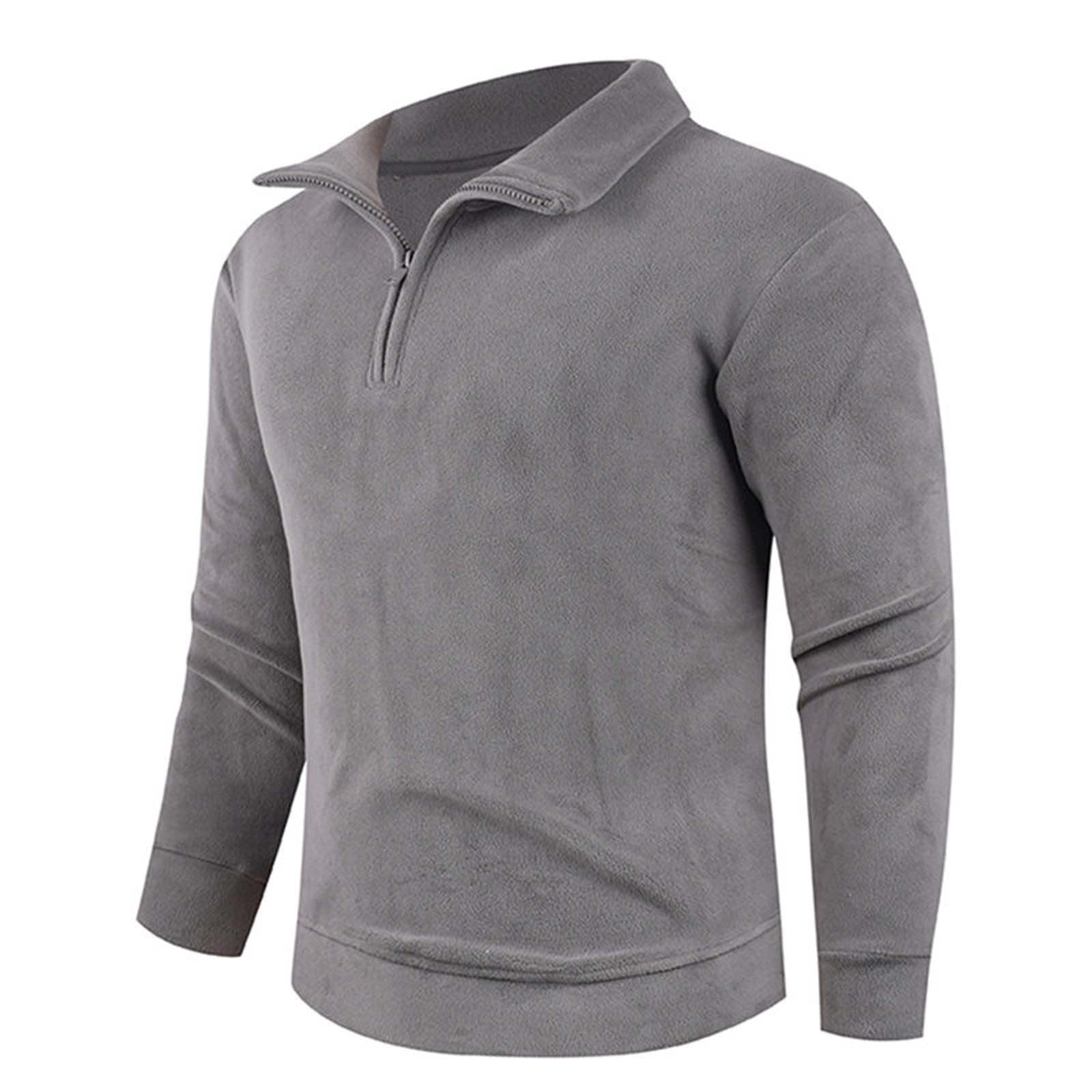 WRKEKC Hoodies Zip Up for Men Stylish Half Zip Collared Double Fleece ...