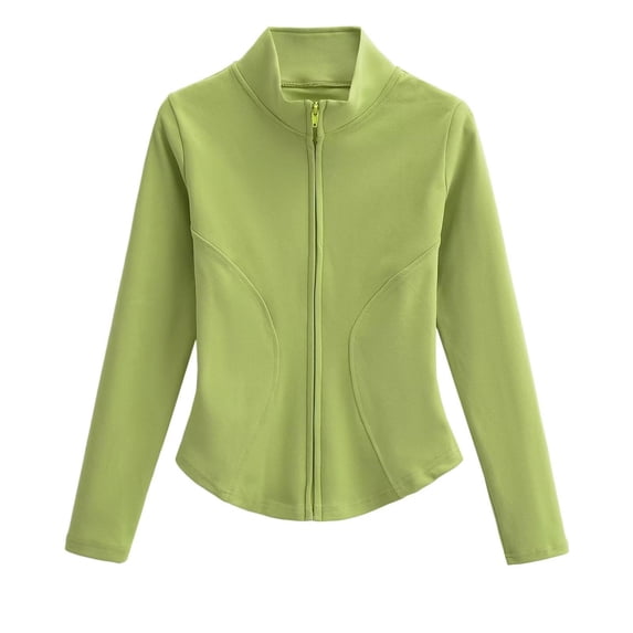 WRKEKC Jacket for Women Casual Solid Color Long Sleeve Zipper Jacket ...