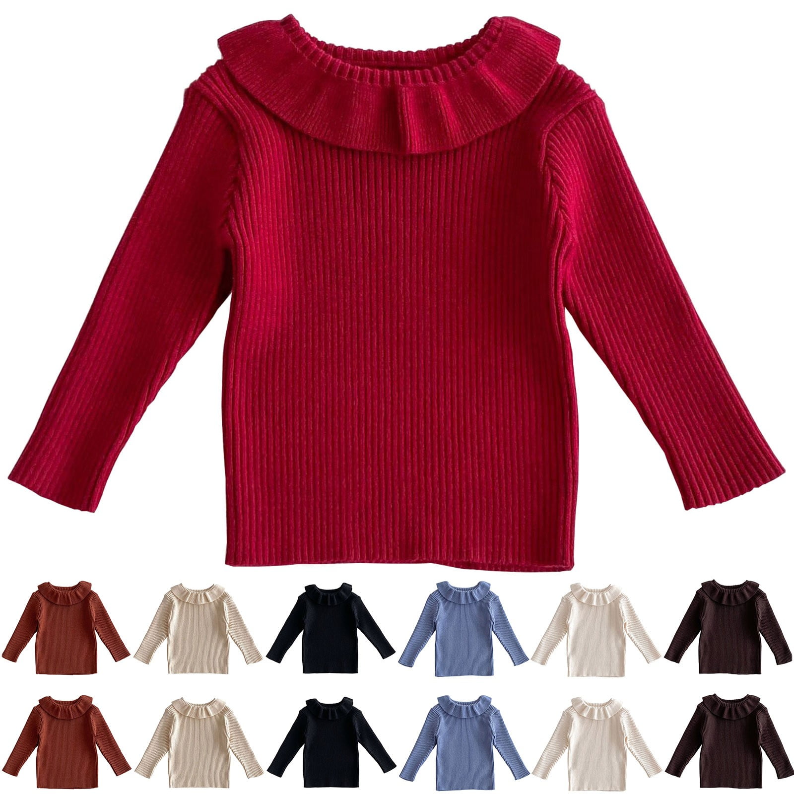 WRKEKC Little Girl Sweaters Toddler 18 Monts-8 Years Long Sleeve Ruffle ...