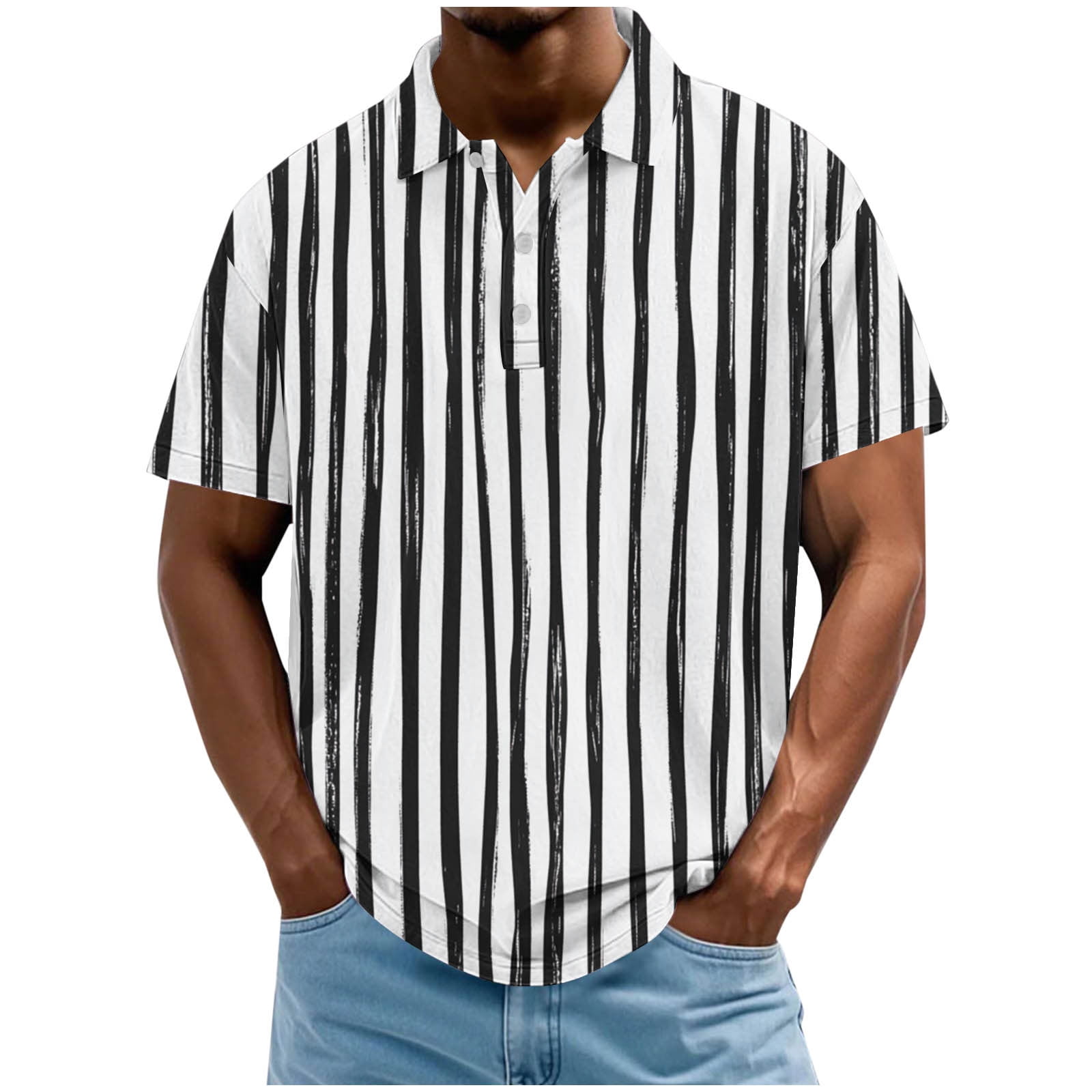 WRKEKC Mens Short Sleeve Button Down Shirts Casual Loose Button Turn ...