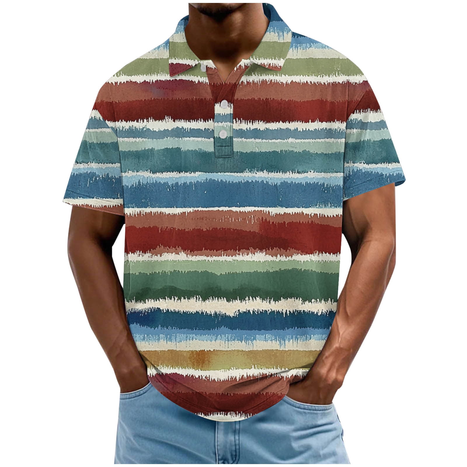 WRKEKC Mens Short Sleeve Button Down Shirts Casual Loose Button Turn ...