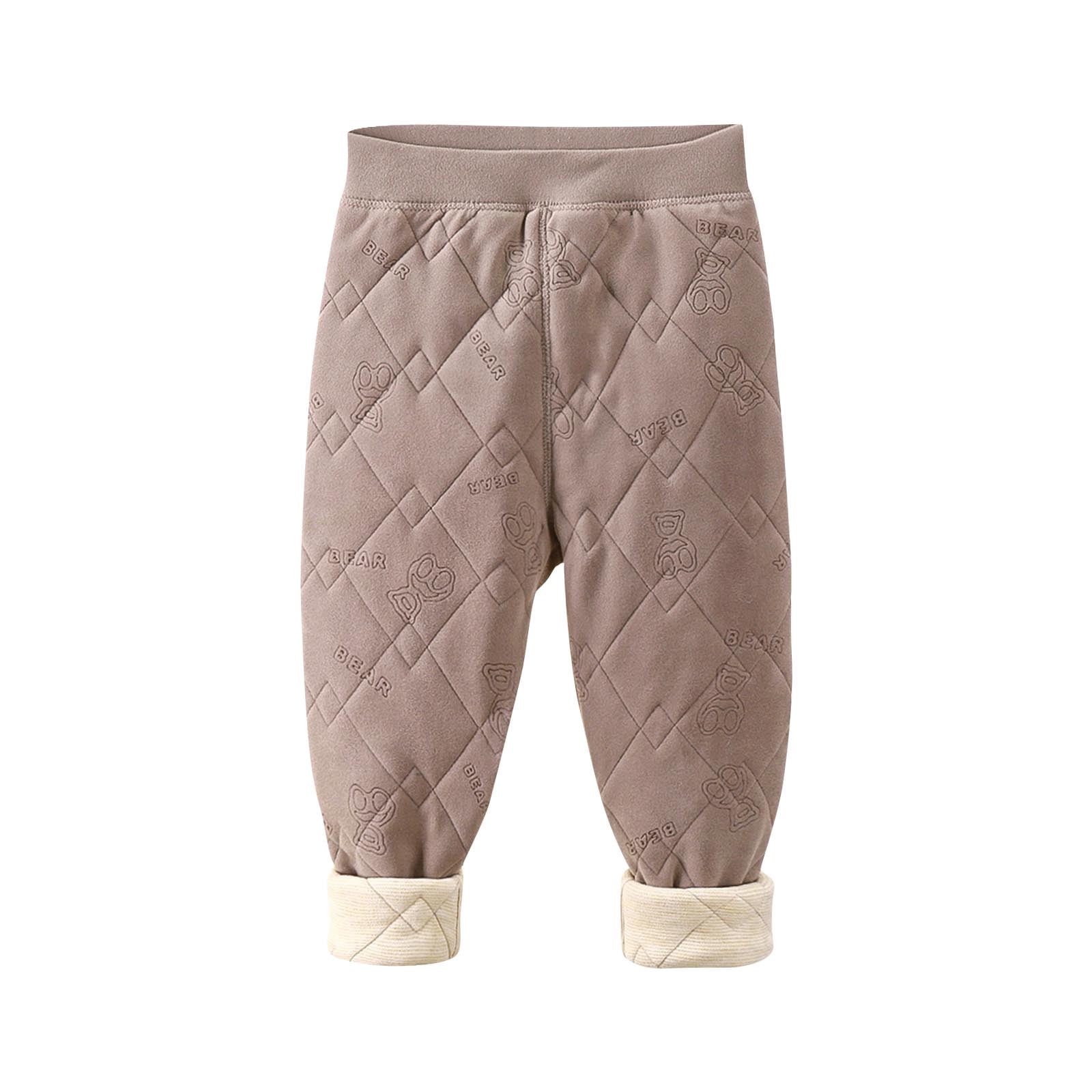 WRKEKC Quilted Thermal Pants for Boys and Girls Three Layer Fleece ...