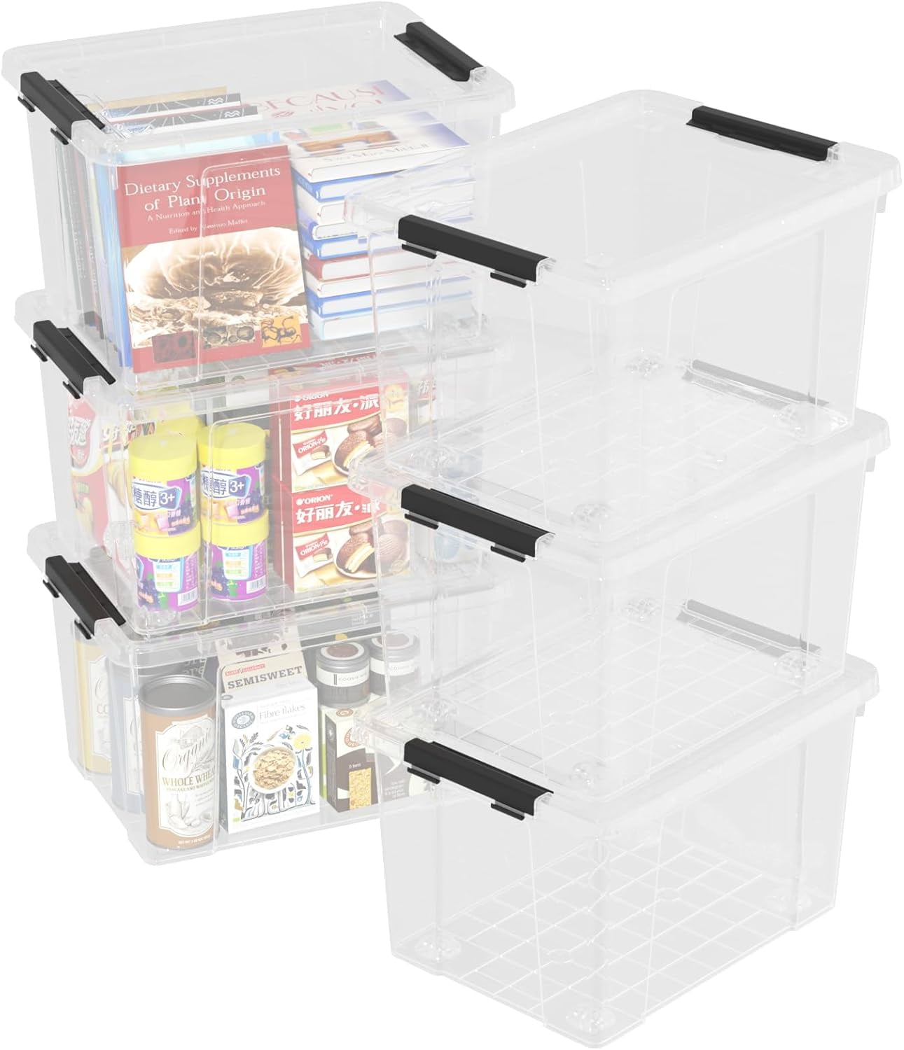 WRR 22 Quart Clear Latching box, Plastic Storage Bin with Wheels, 6 Packs - Walmart.com