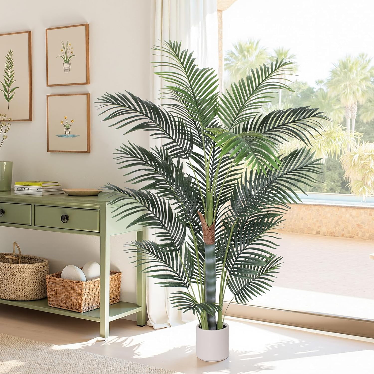 WRR Artificial Palm Tree 6ft, Fake Tropical Palm Tree with White ...