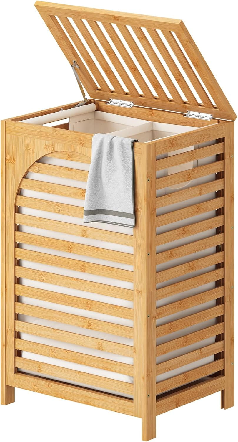 WRR Laundry Hamper with Lid (16.9 * 13 * 26.5inches) Large Bamboo ...
