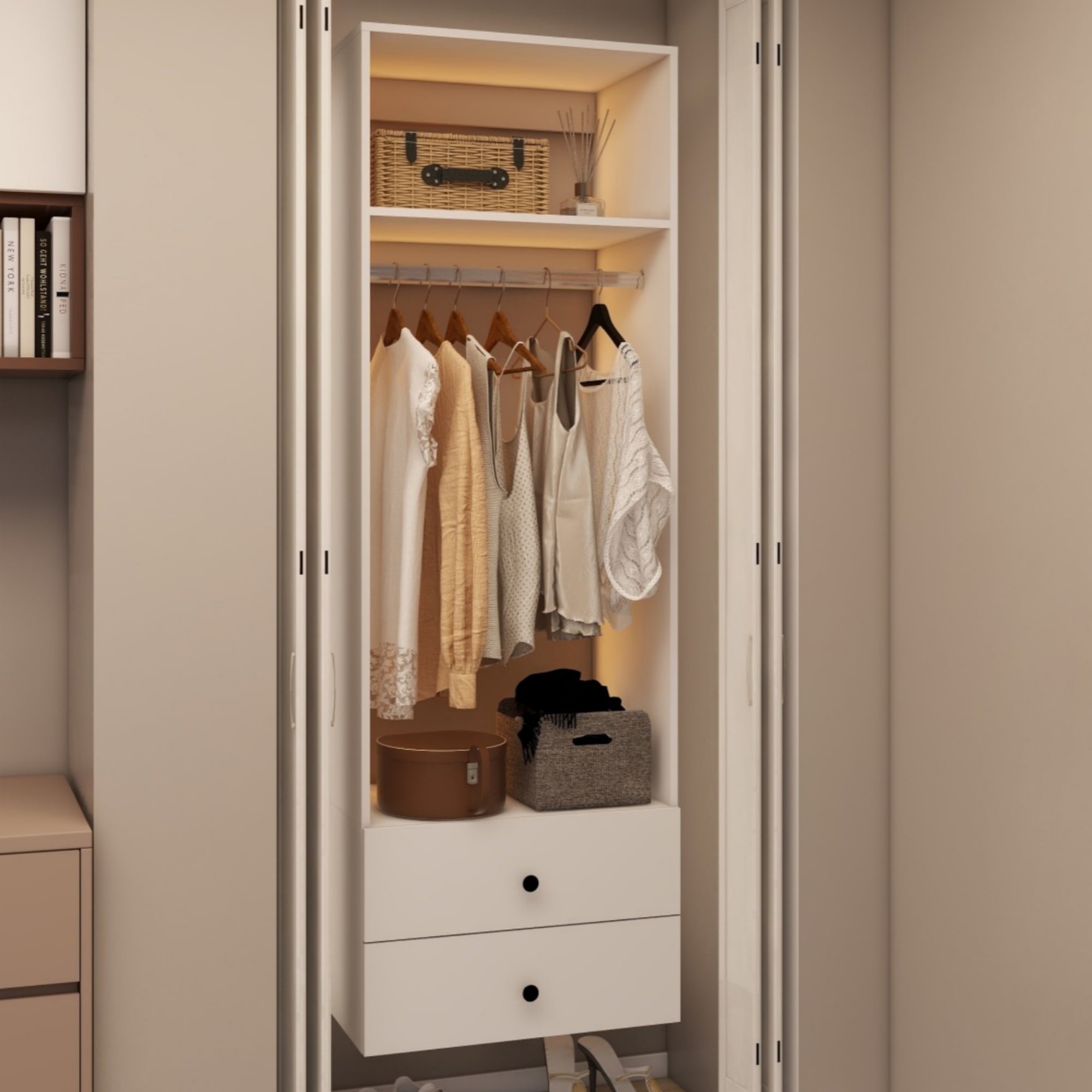 WRR Modular Closet Organizer System with 2 Drawers Shelves Wall Mount ...