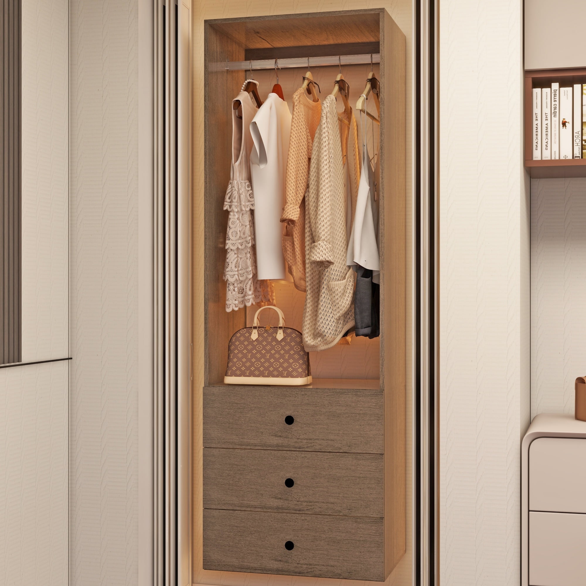 WRR Modular Closet System with 3 Drawers Walk-in Closet System with ...