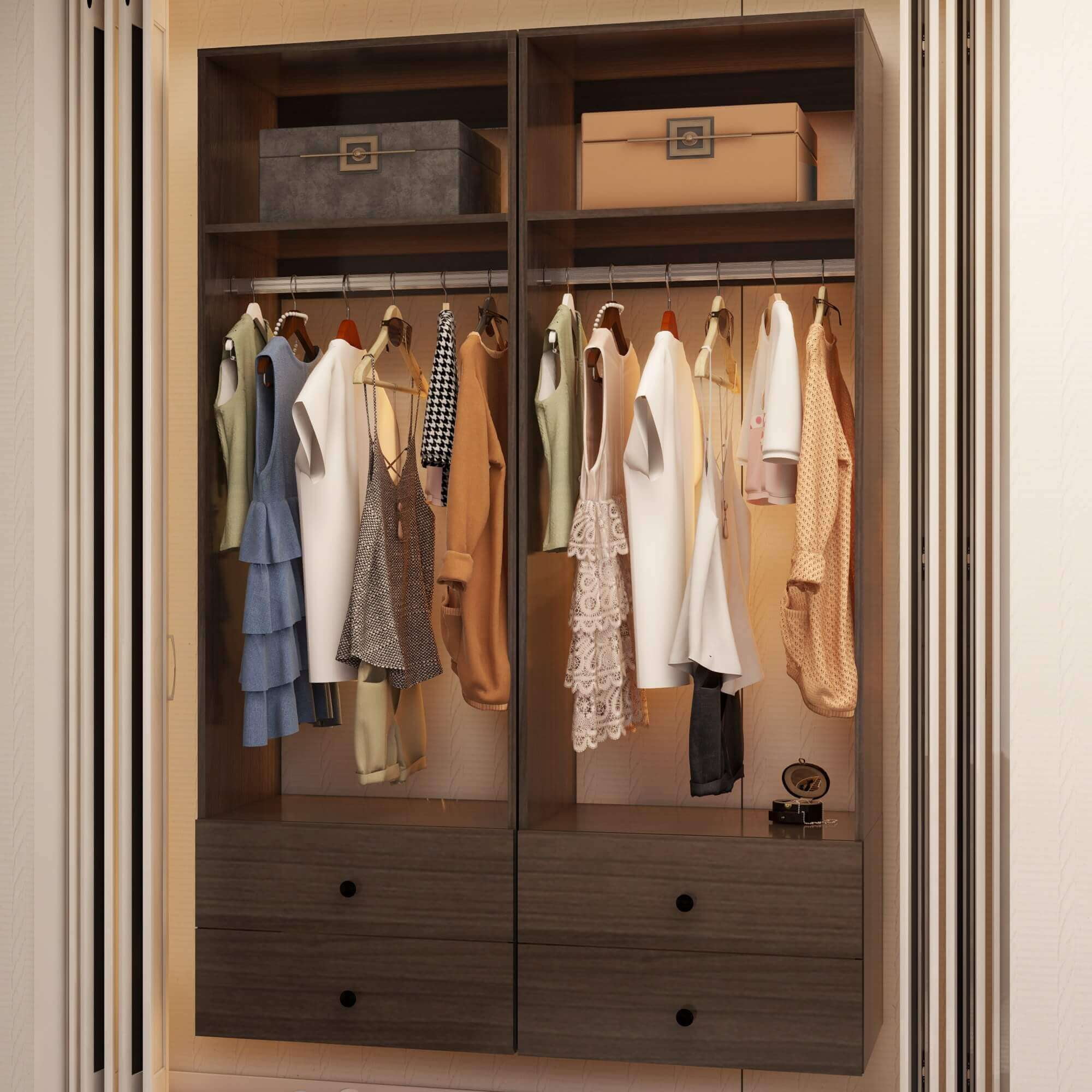 WRR Modular Closet System Built-in Closet Storage with 4 Drawers ...