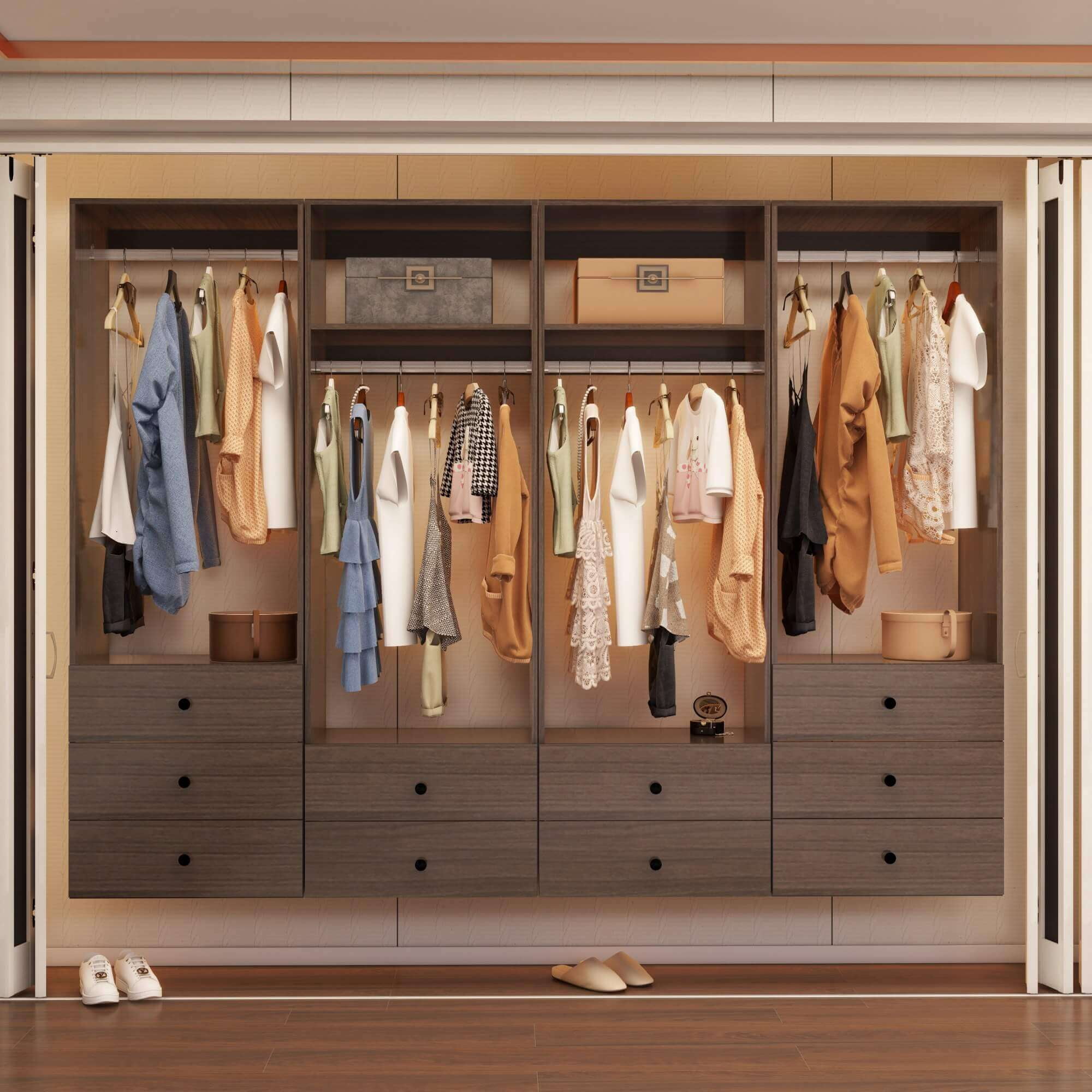 WRR Modular Closet System Built-in Closet Storage with Drawers ...