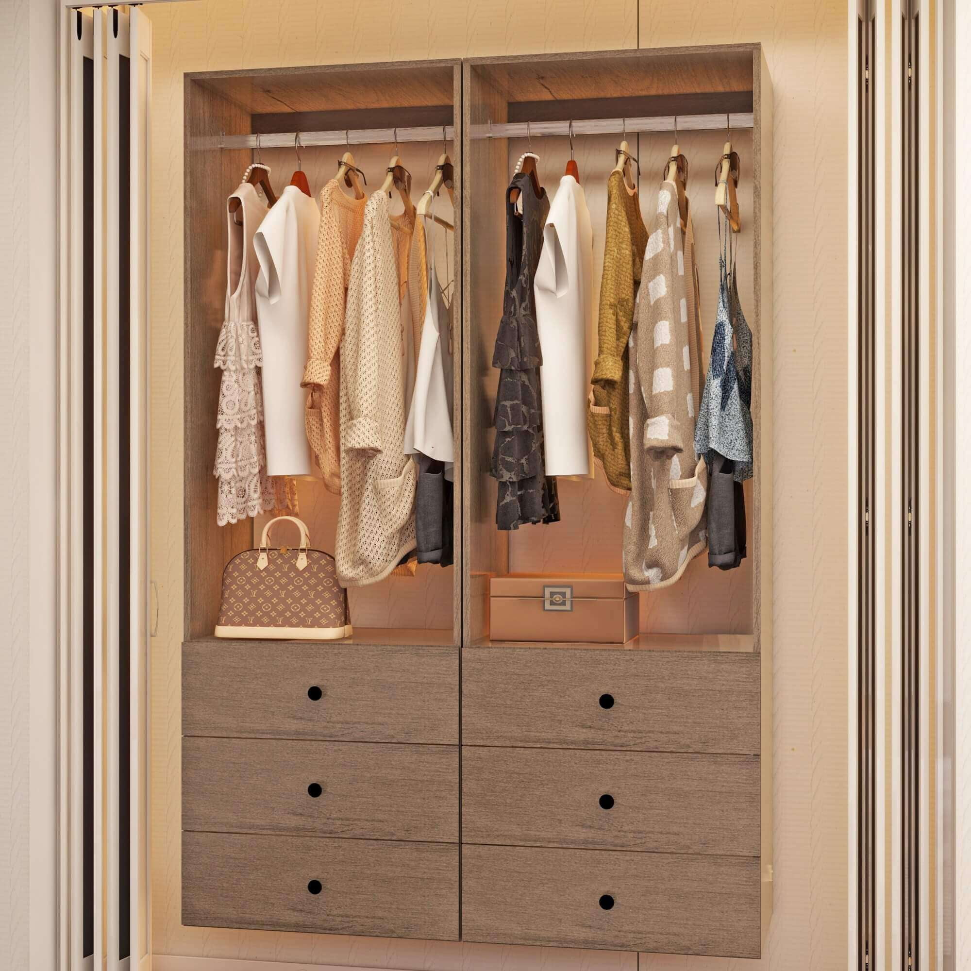 WRR Modular Closet System Walk-in Closet Storage with 6 Drawers & 2 ...
