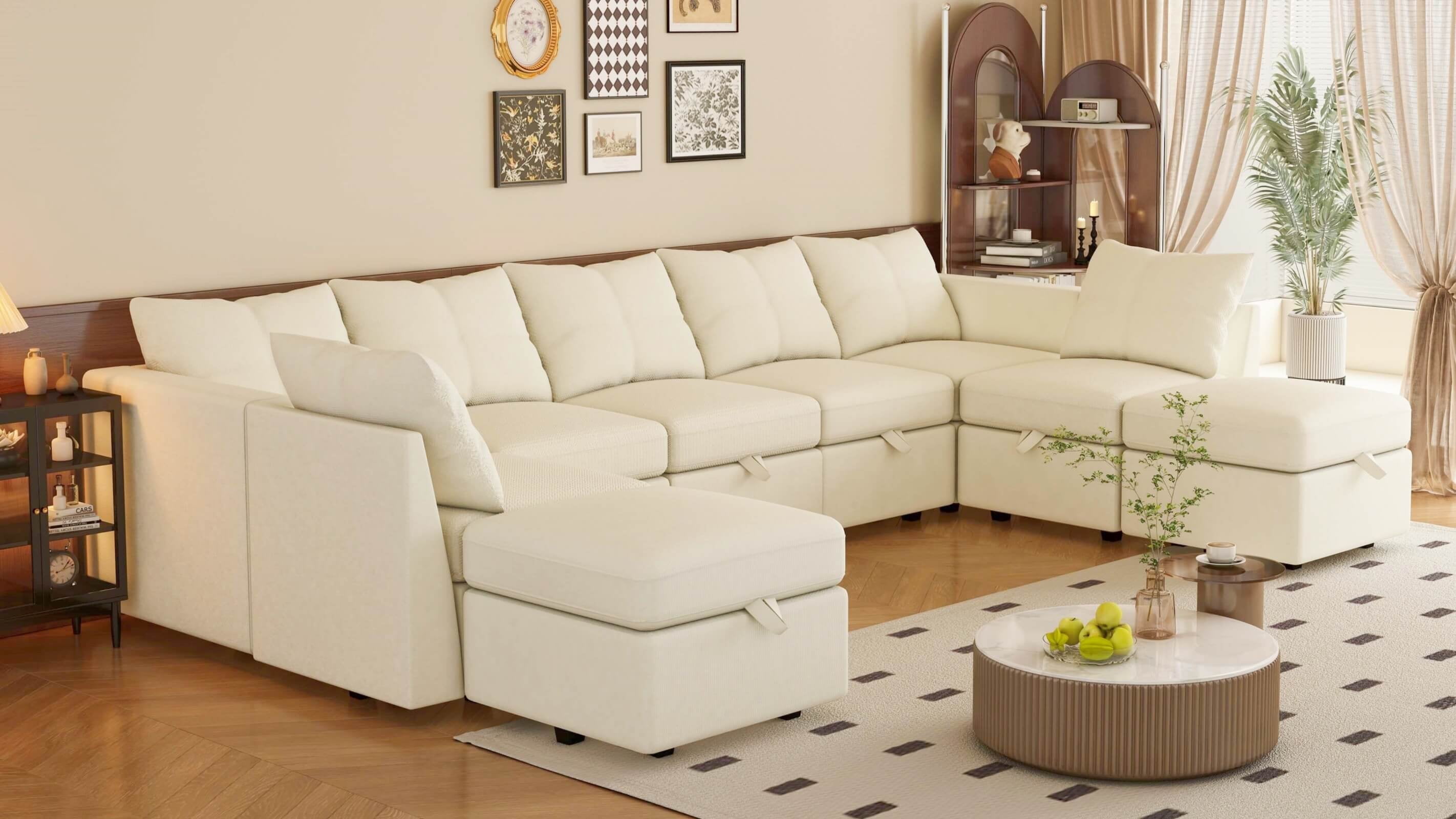 WRR Modular Sectional Sofa with Ottoman Large Sofa Sectionals Comfy ...