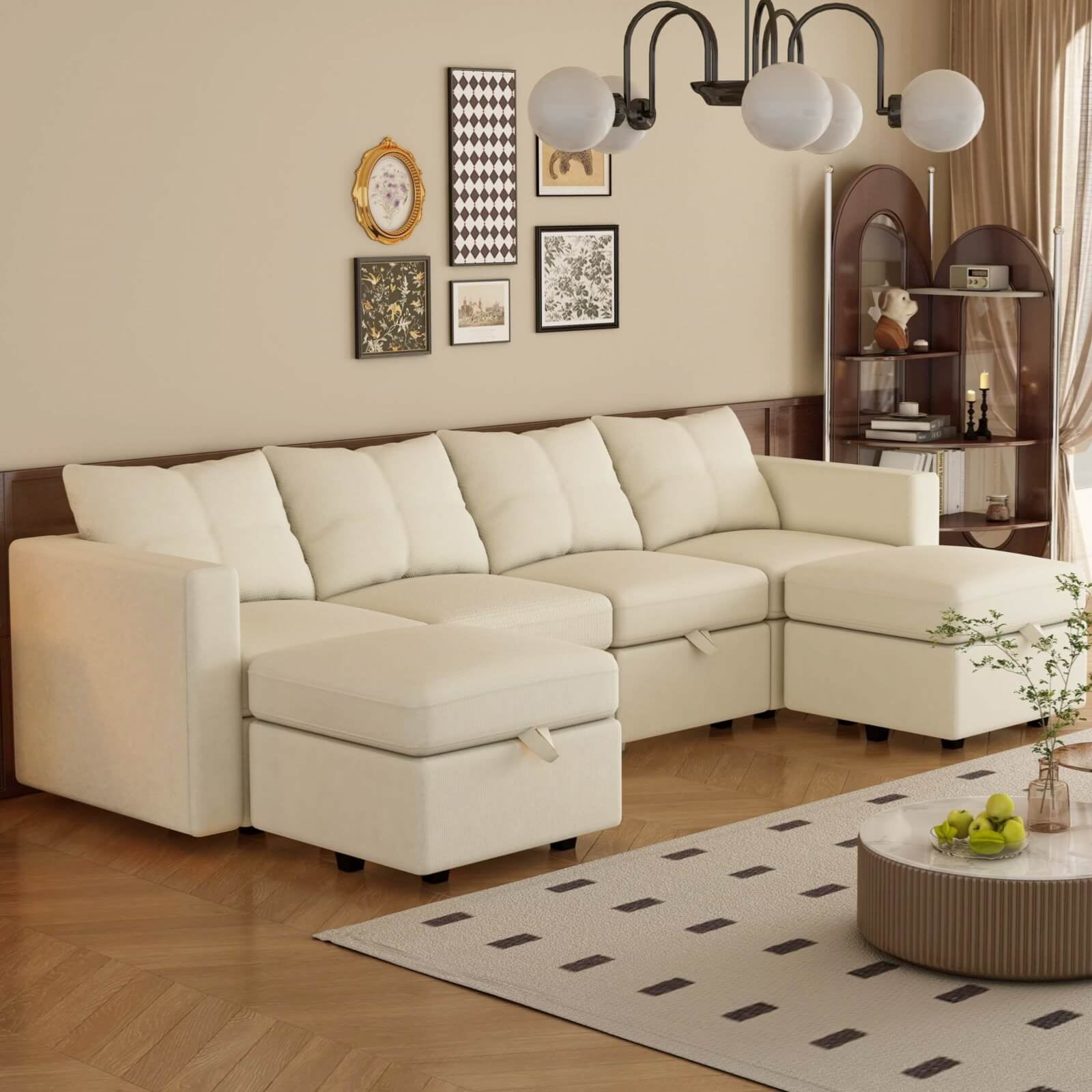WRR Modular Sectional Sofa with Ottomans for Livingroom U Shape ...