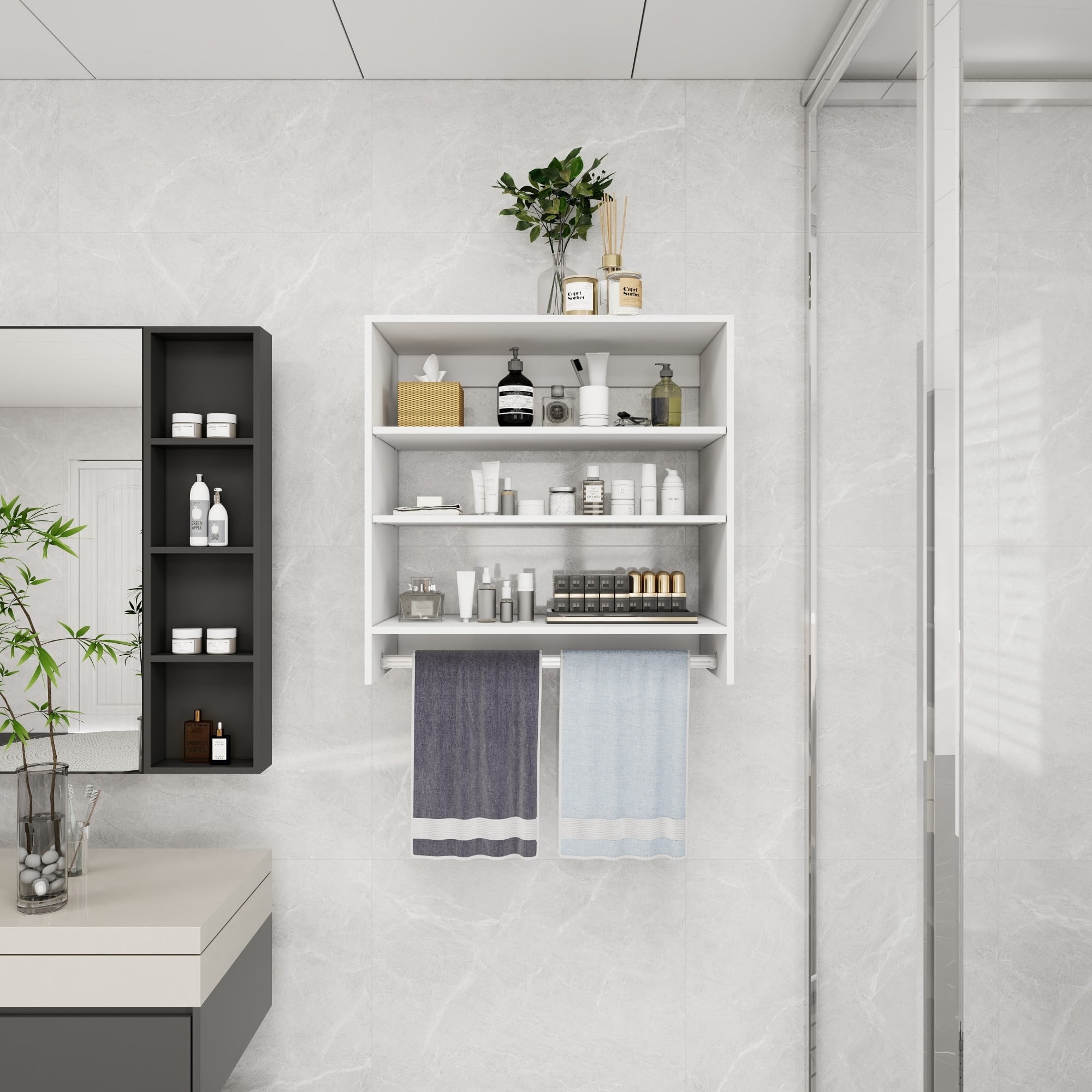 WRR Modular Wooden Closet Organizer System with 3 Shelves for Walk-in ...