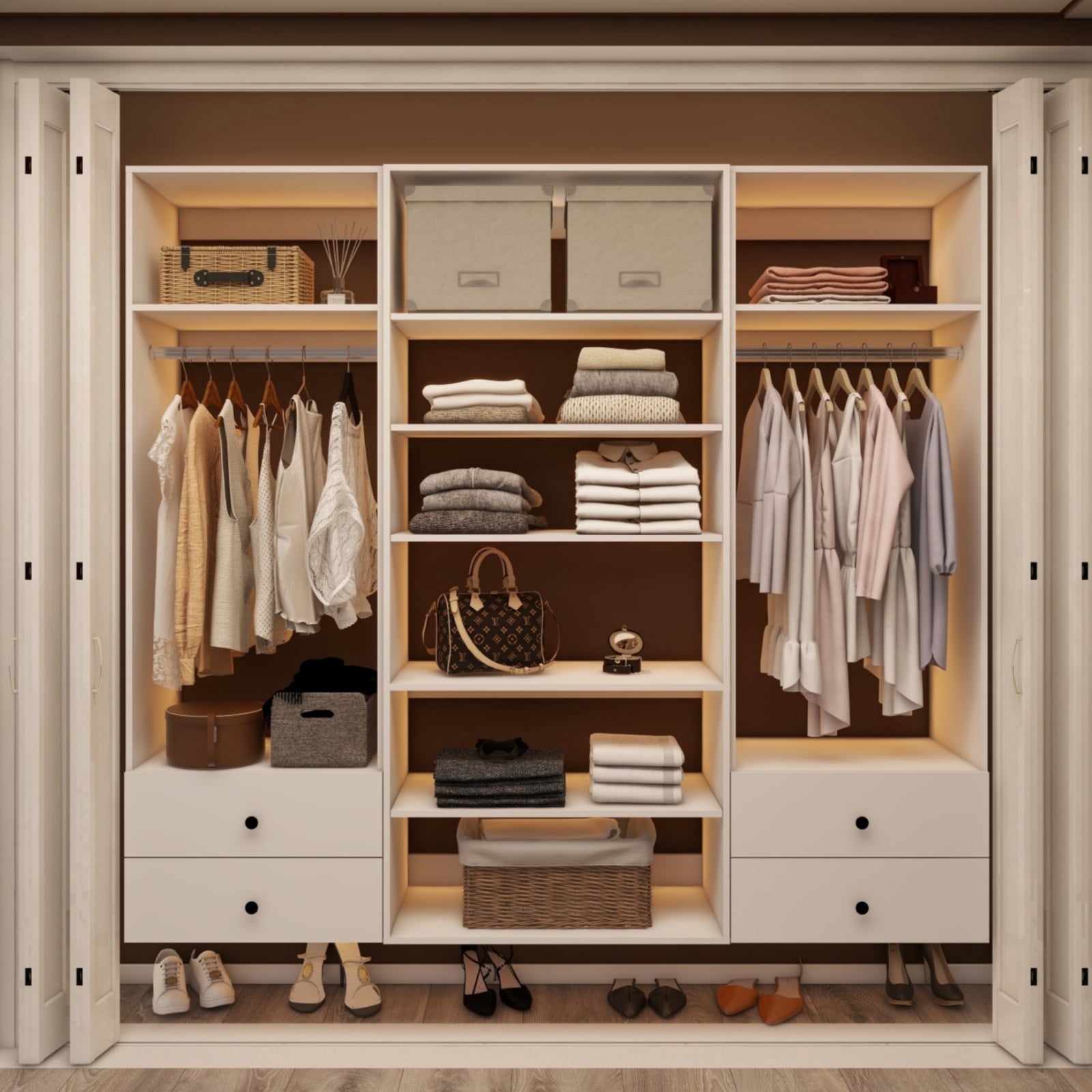 WRR White Modular Closet Organizer System Wardrobe Closet System Built ...