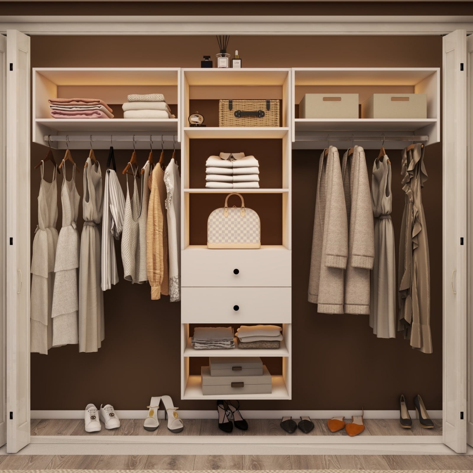 WRR White Modular Wardrobe Closet System Built-in Closet Organizers and ...