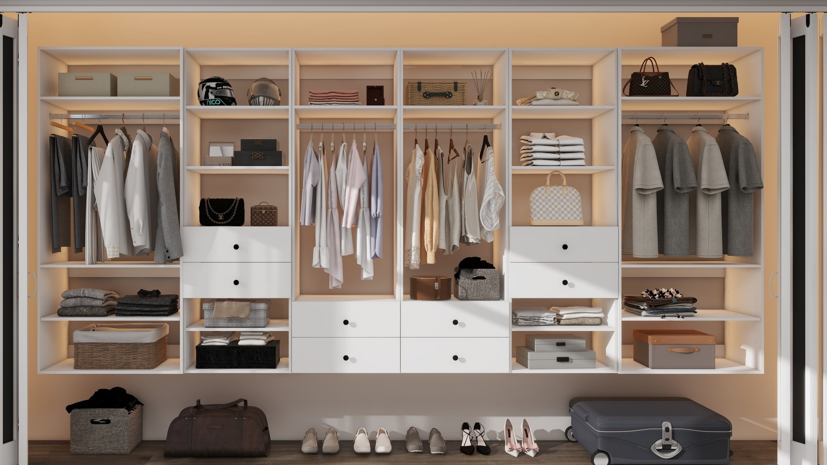 WRR White Modular Wood Closet Storage System Wardrobe Closet System ...