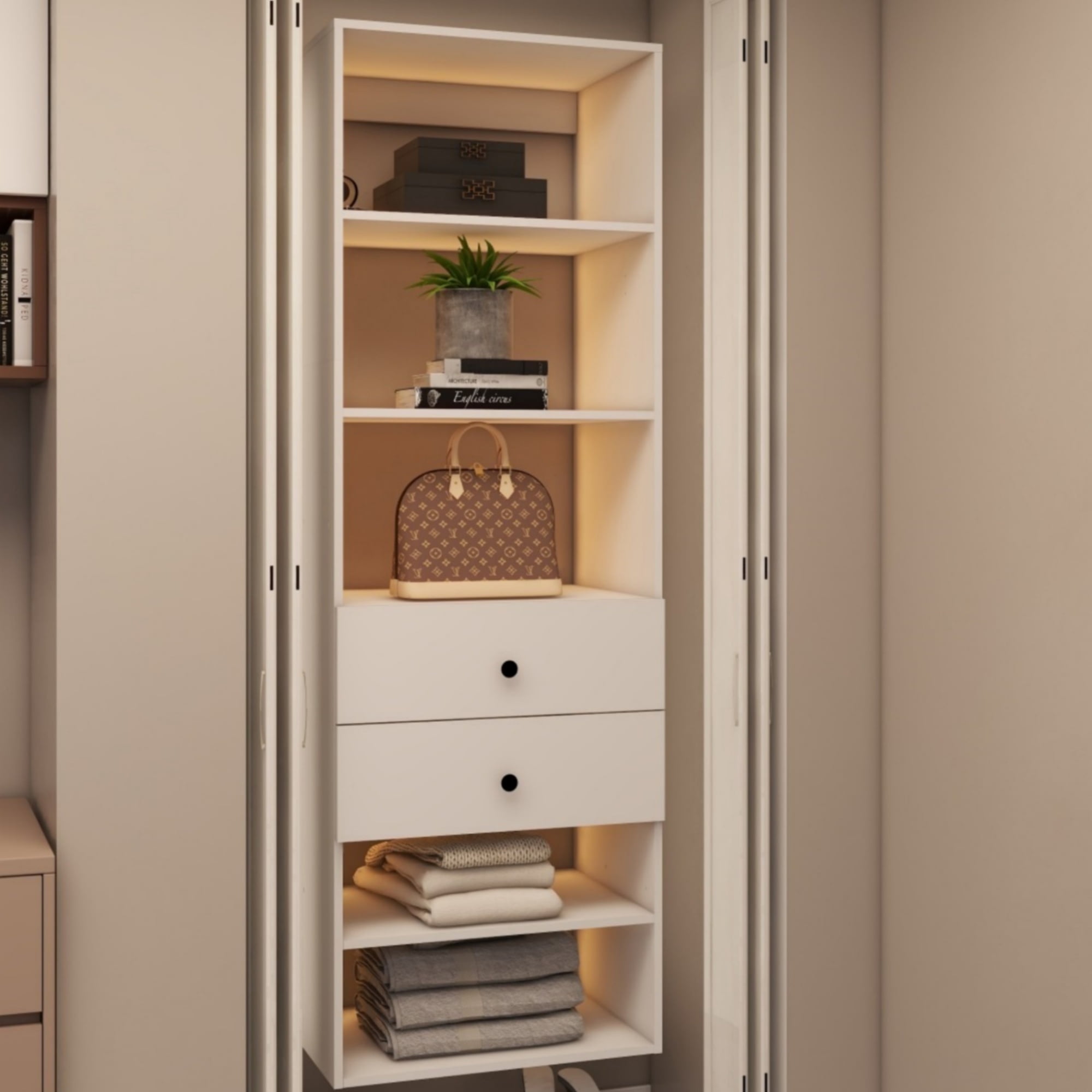 WRR Wood Modular Closet System Wall Mounted Garment Rack Walk in ...