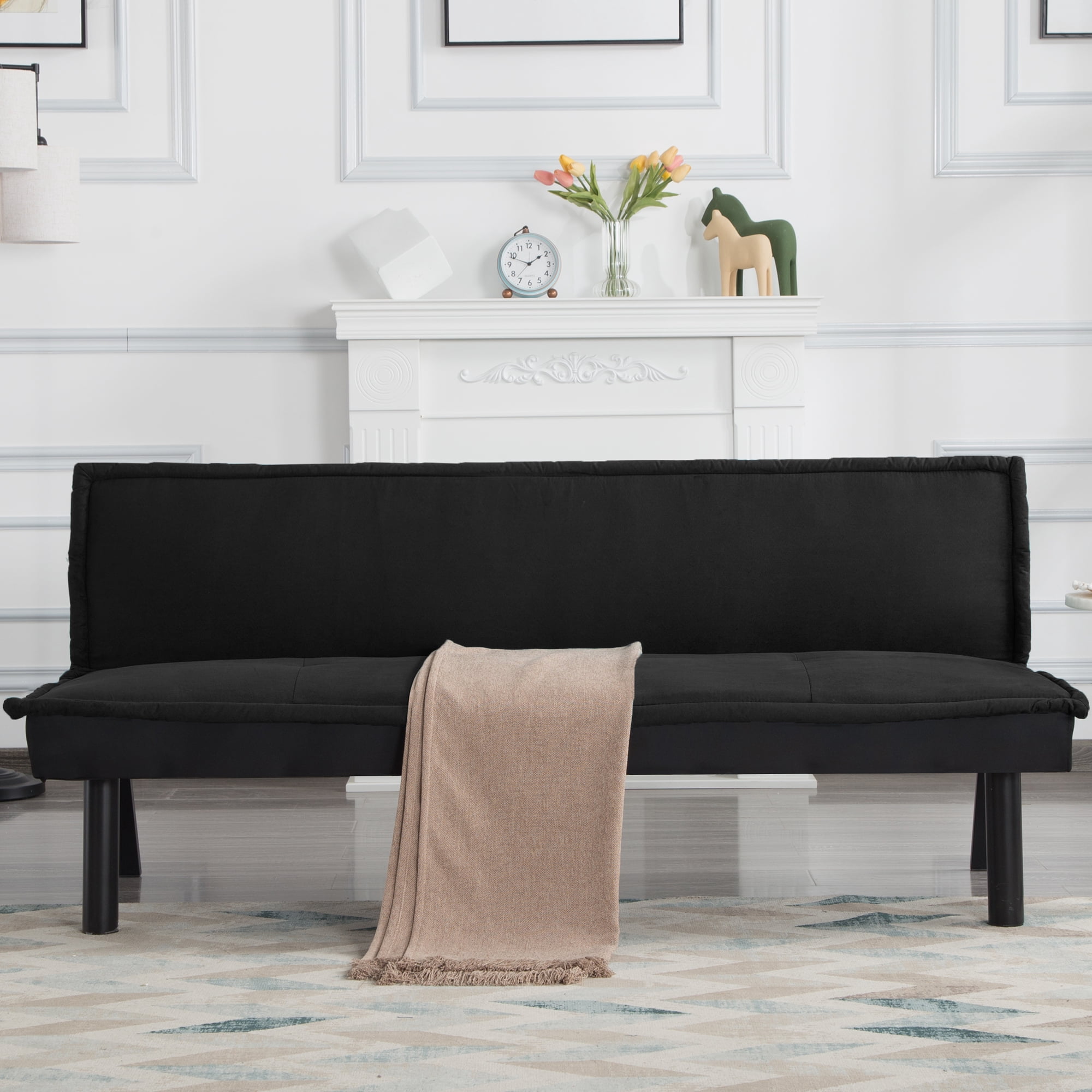 WRTEYEUI Convertible Sofa Bed Adjustable Couch Sleeper Folding Velvet ...