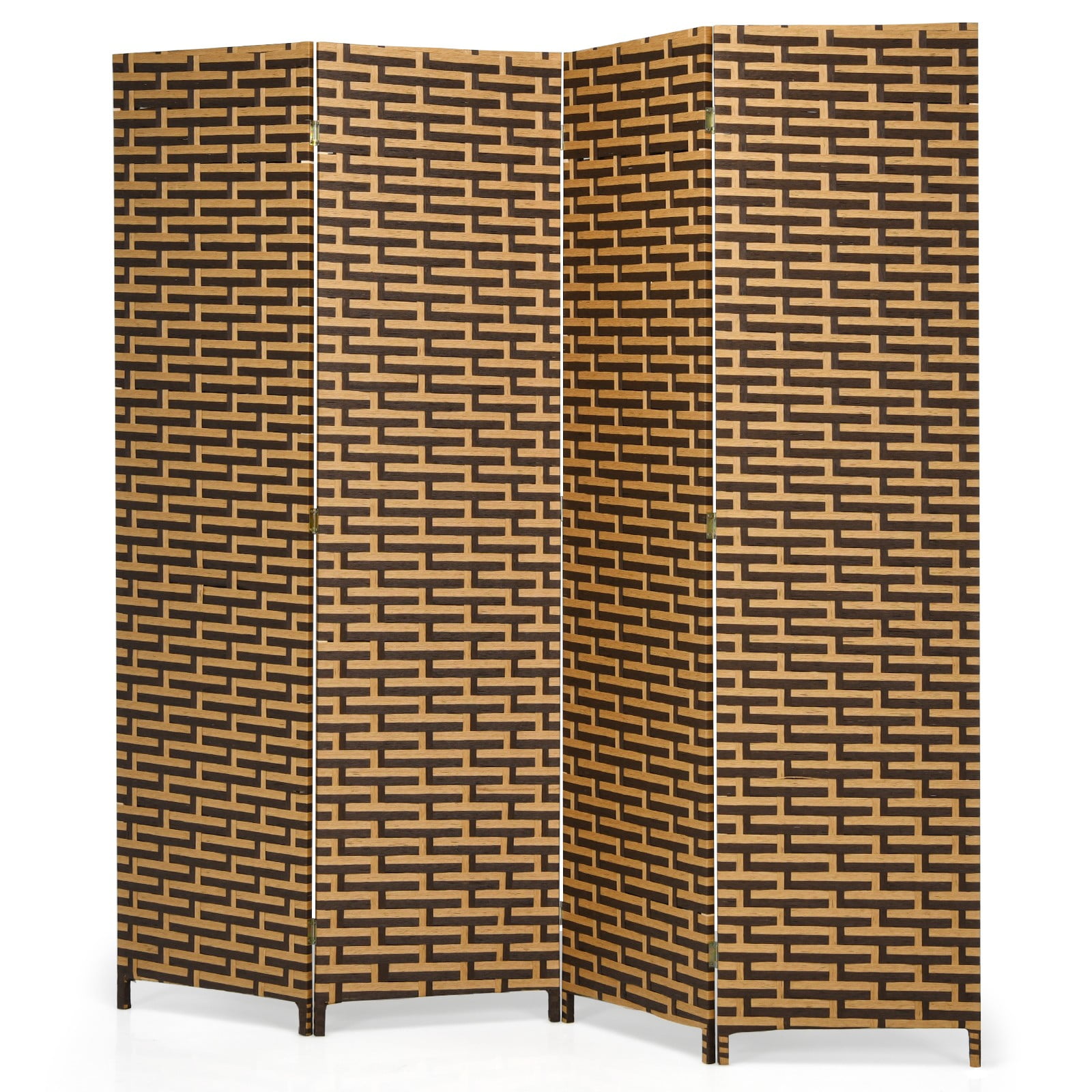 WRTHN 4-Panel Folding Room Divider, Hand-Woven Fiber Privacy Partition ...