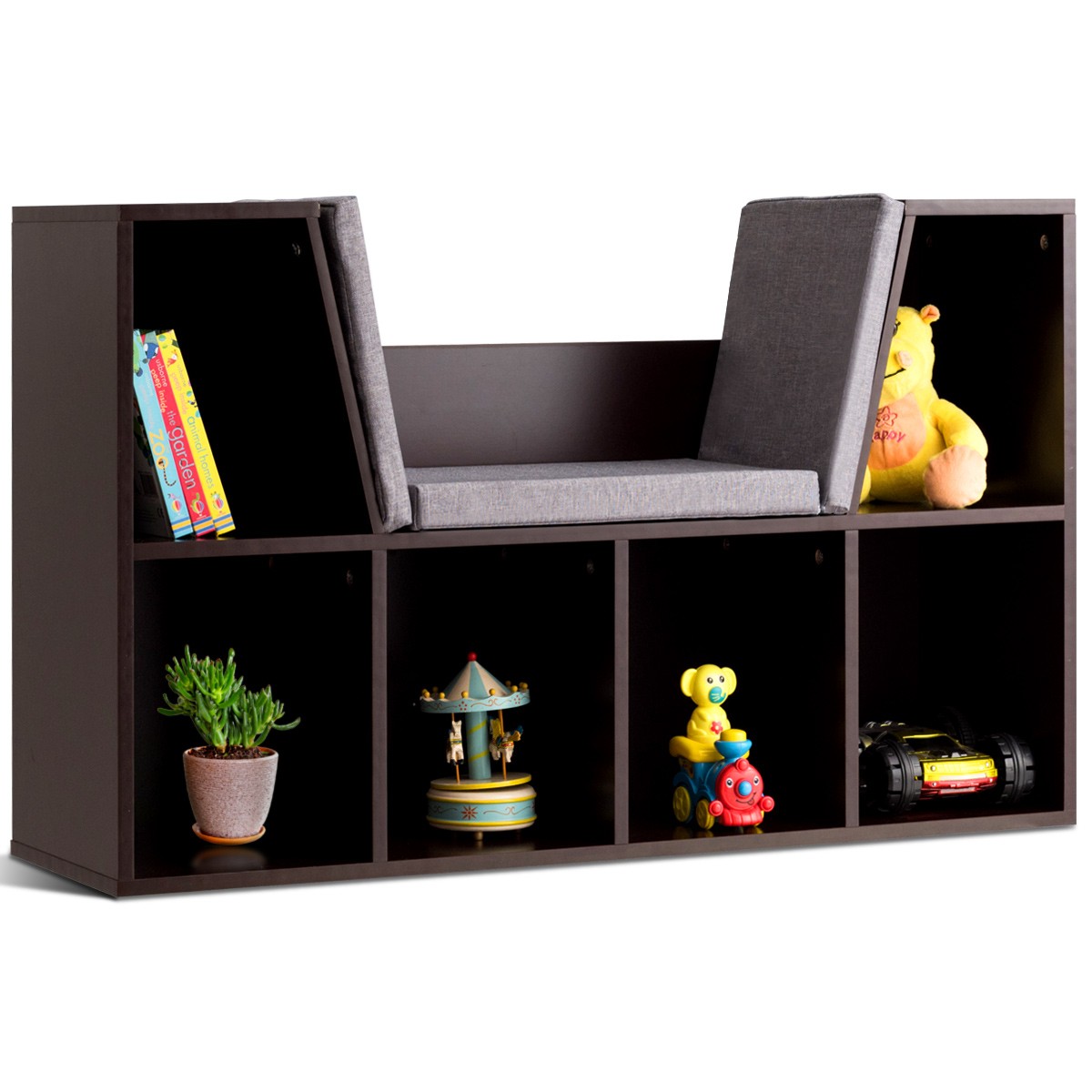 WRTHN 6-Cubby Storage Cabinet with Cushioned Reading Nook, Multi ...
