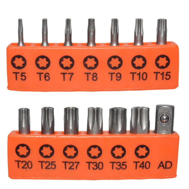 WRWolf 14-Piece Tamper-Proof Torx Security Bit Set - S2 Steel Hex Shank ...
