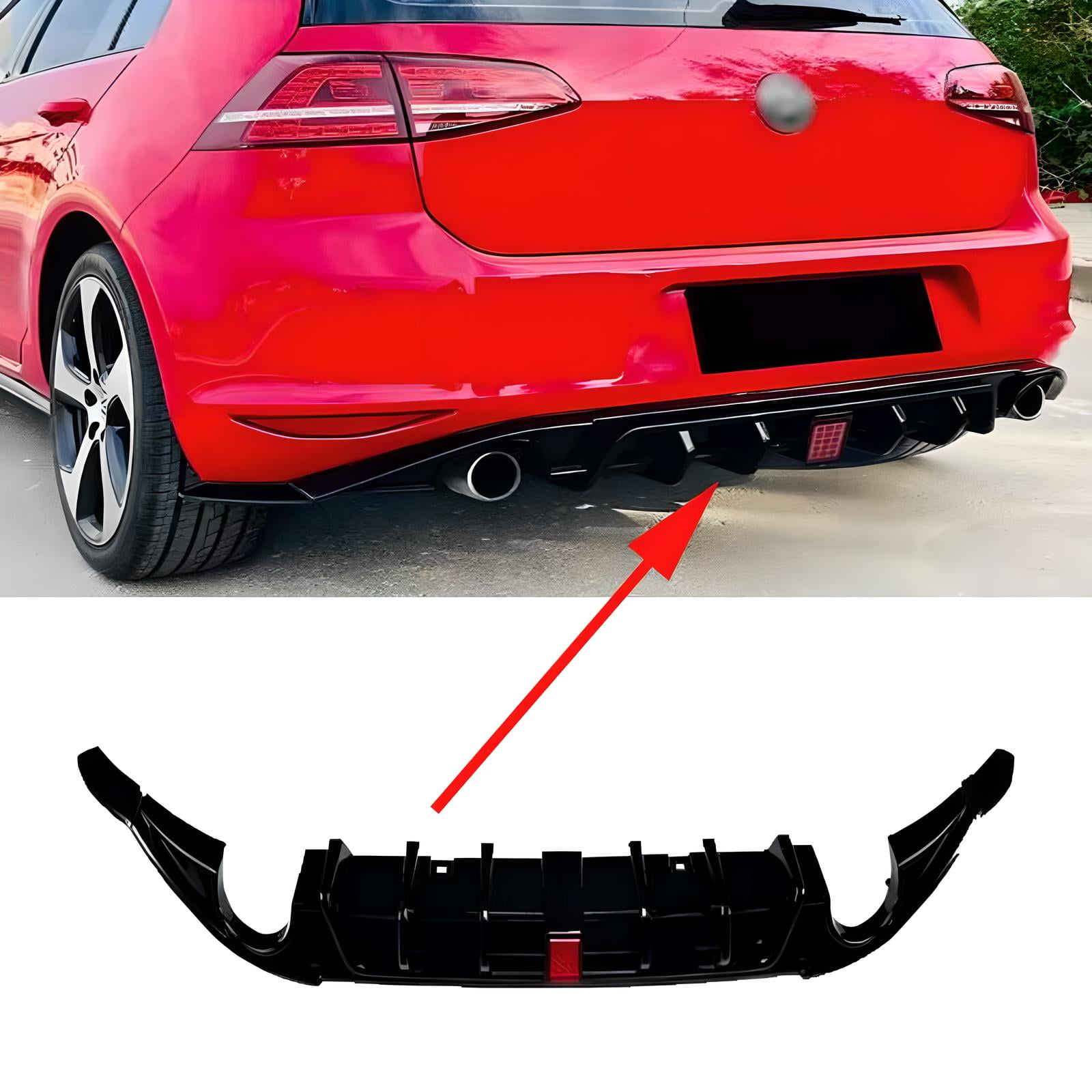 WRWolf Gloss Black Rear Bumper Diffuser Lip with LED Light for 2014 ...