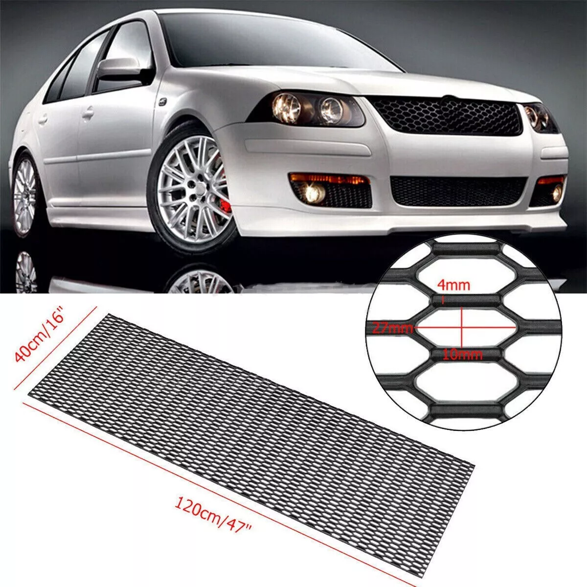 WRWolf Universal Honeycomb Mesh Grill Spoiler Bumper Vent | ABS 47x16 ...