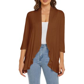SHOWMALL Women's Plus Cardigans Lightweight Open Front Cardigans 3/4 ...