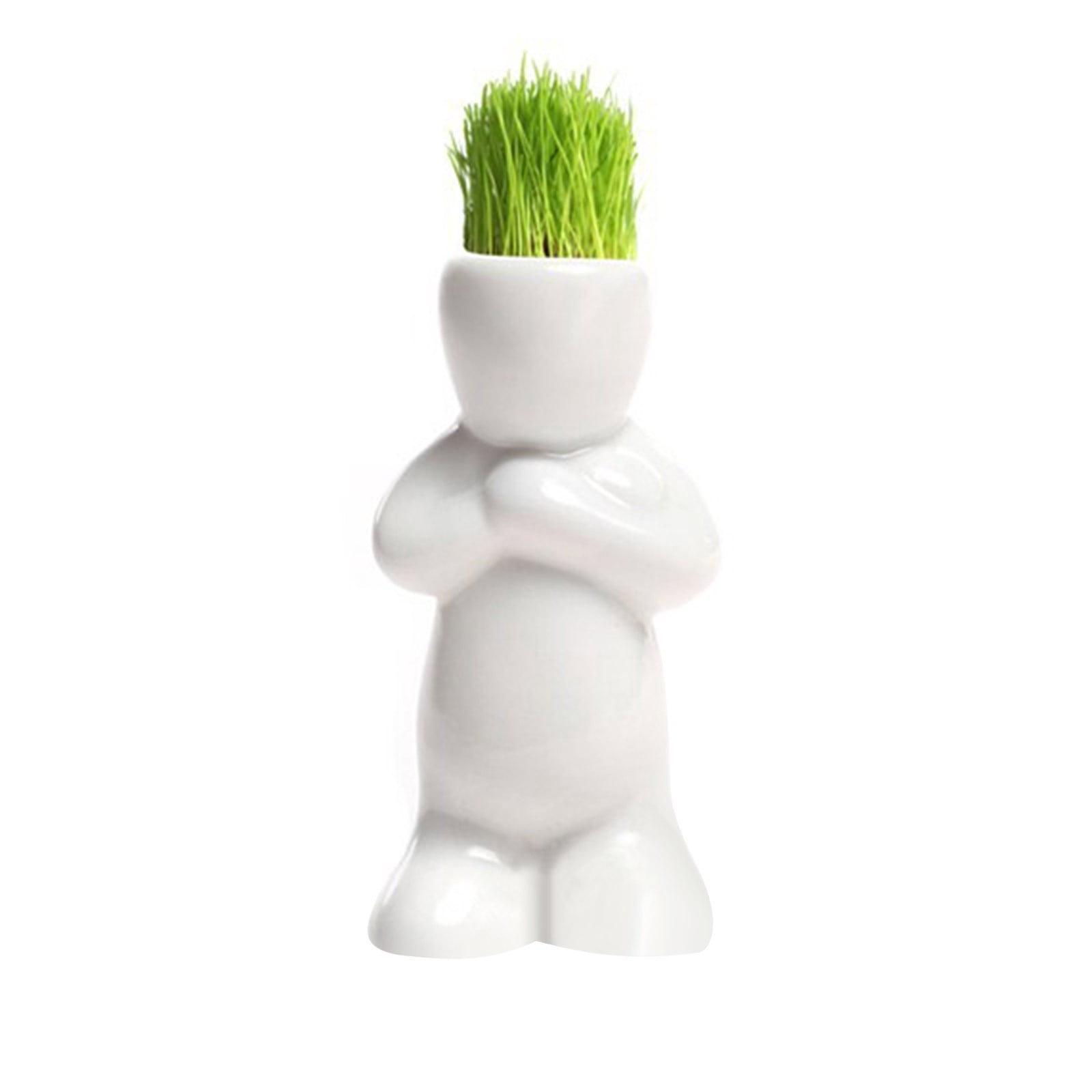 WRXMIJNHGSA Room Decor,Mini Bonsai Head Grass Hair White Ceramic Plant ...