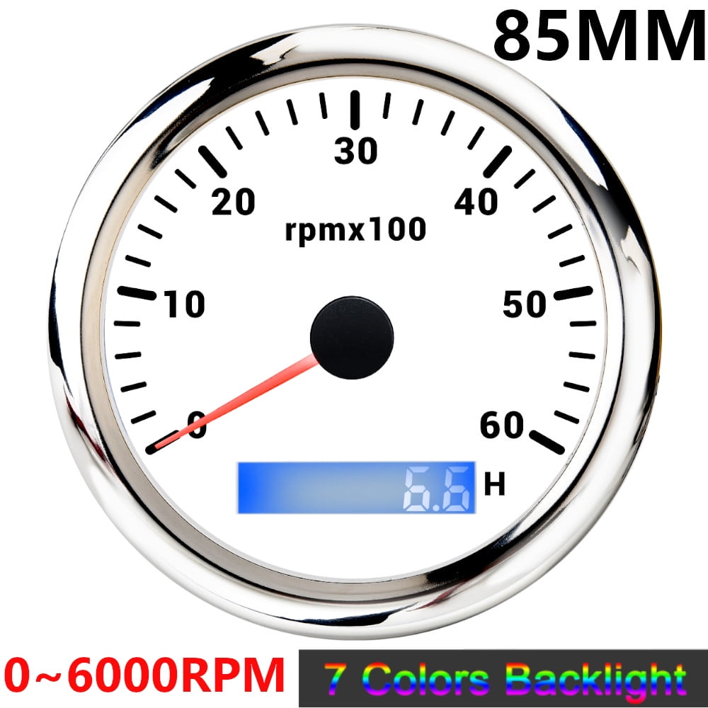 WS 6000 rpm meter-85mm Tachometer For Marine Boat Motorcycle Car Tacho ...