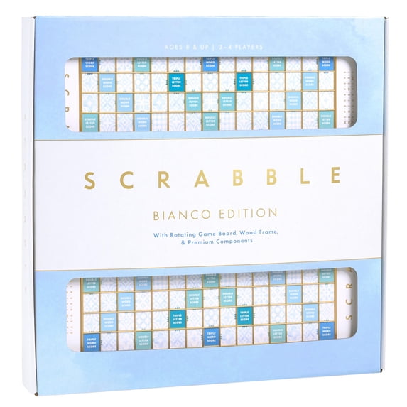 WS Game Company Classic Scrabble Bianco Edition with Rotating Wood ...