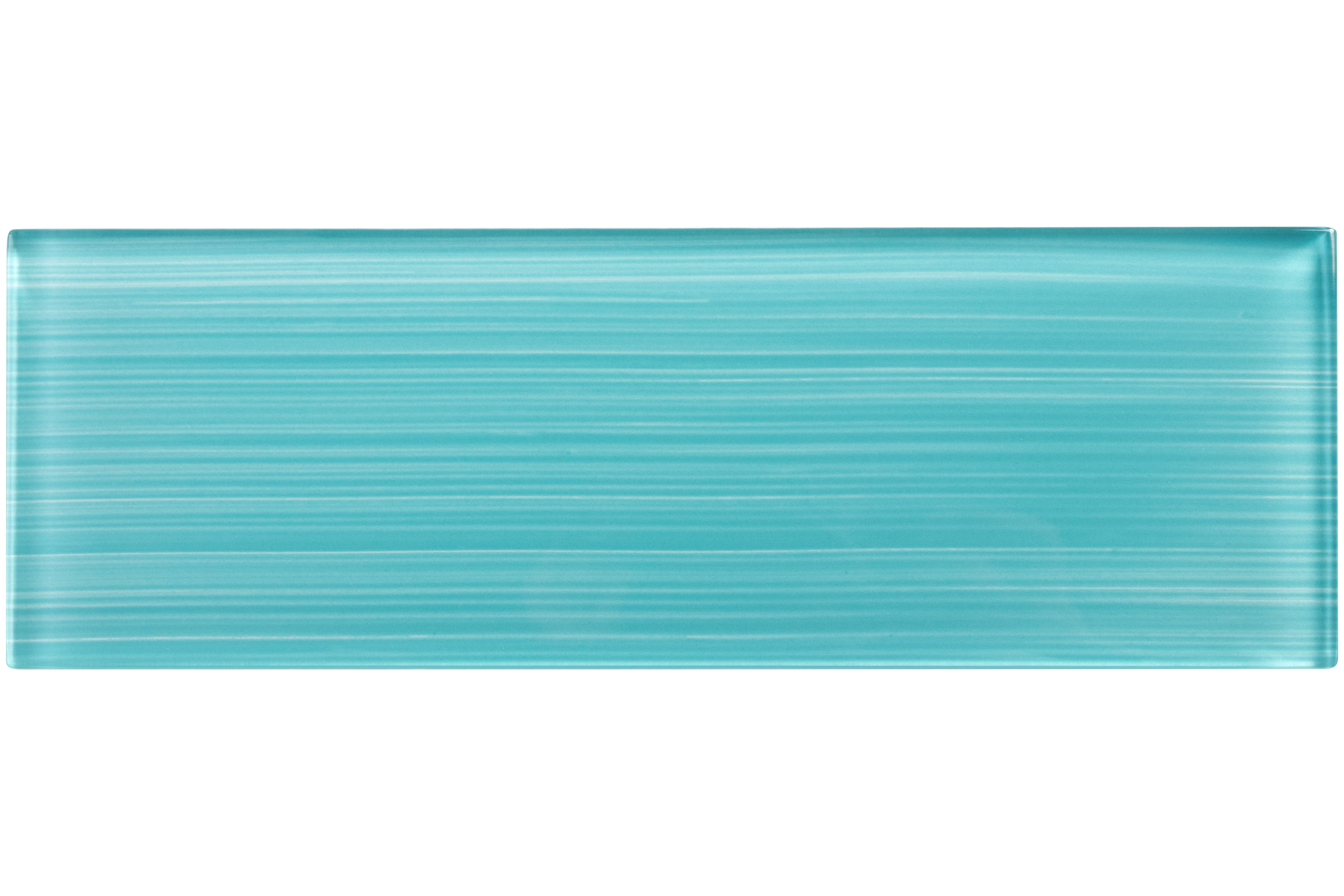 WS Tiles Sample - Hand Painted Aqua Blue 3 in. x 9 in. Individual Glass ...