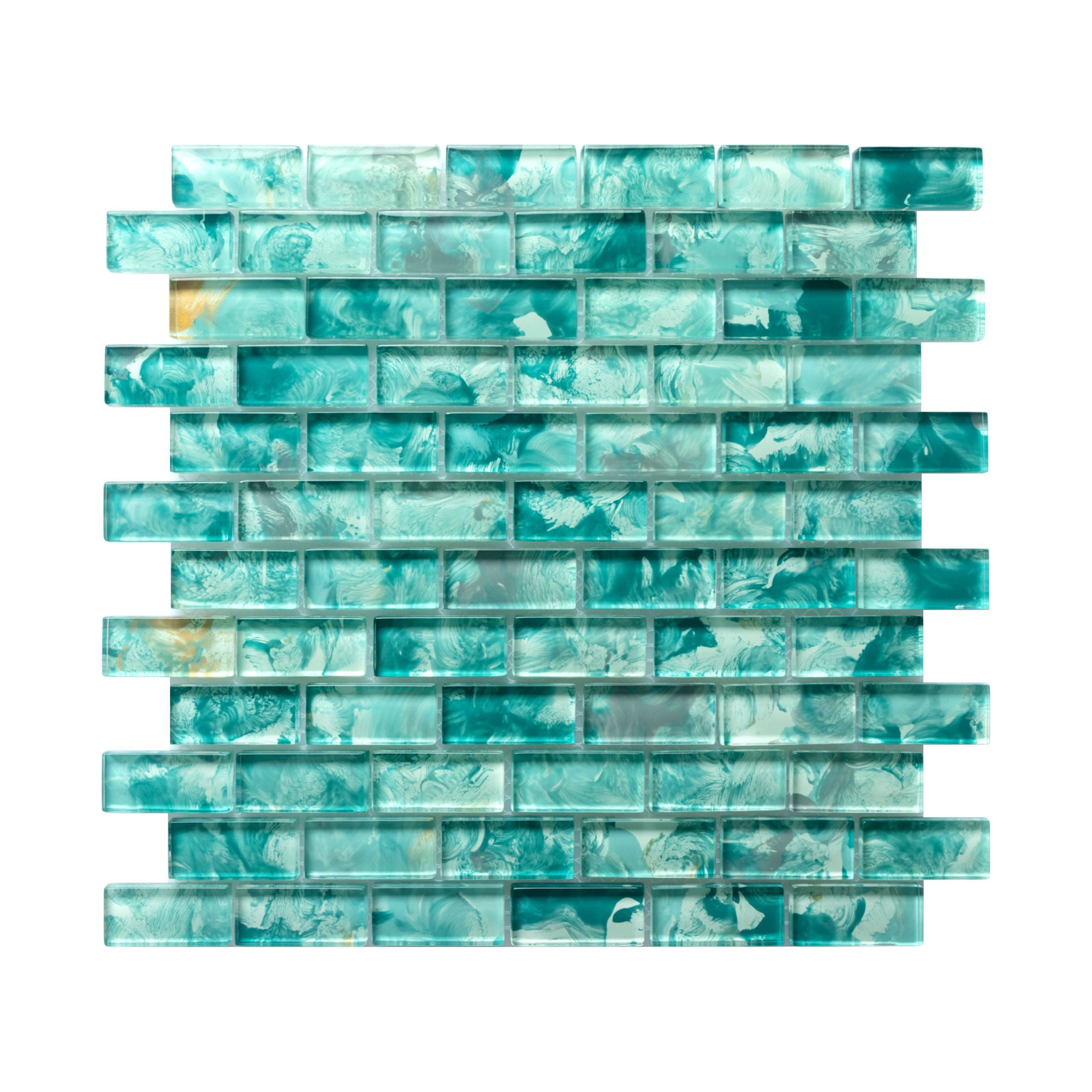 WS Tiles - Swimming Pool Caribbean Teal 12 in. x 12 in. Linear Glass ...