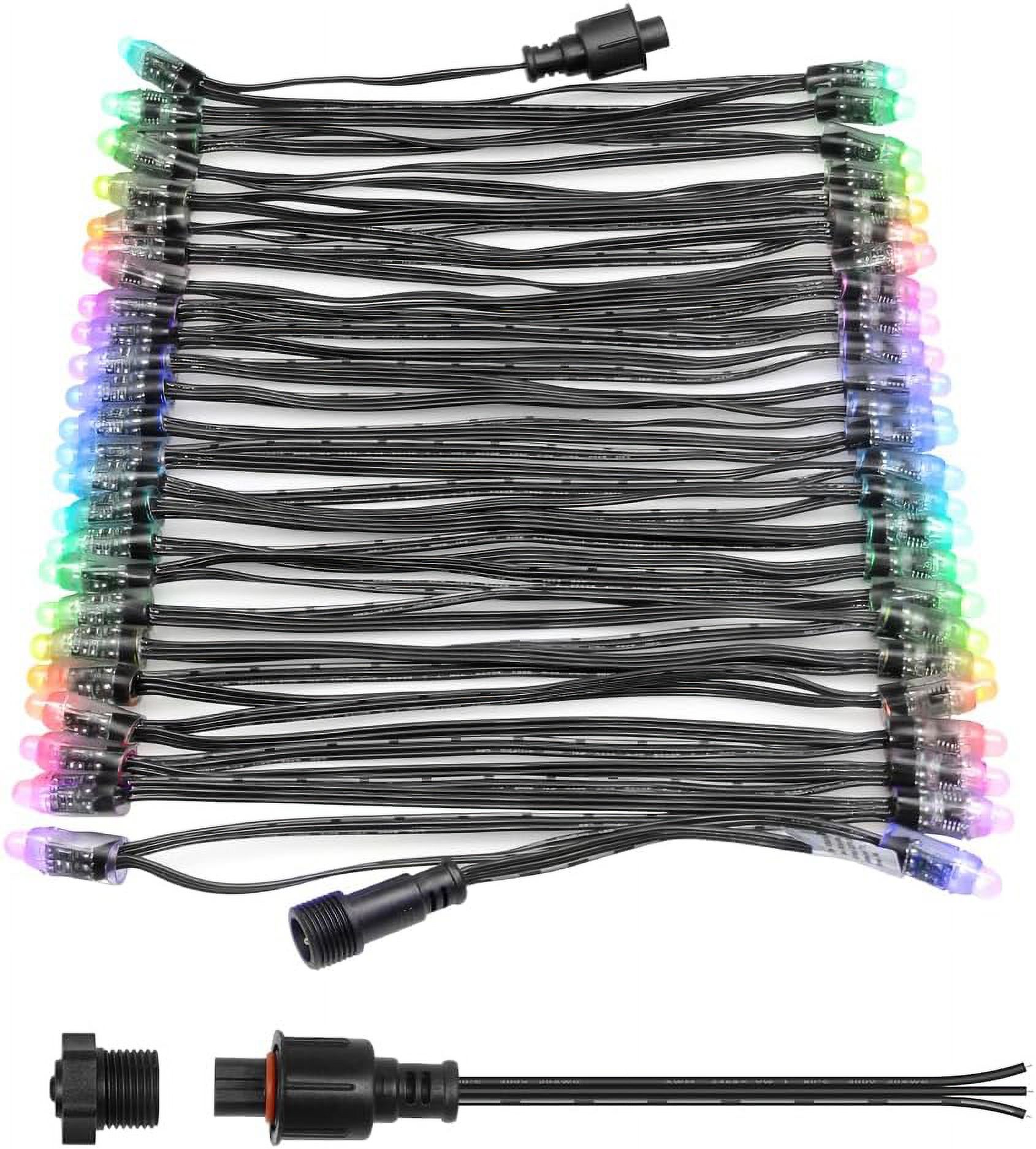WS2811 24V LED Pixel Lights Xconnect 32.8ft Addressable RGB Pixel String Lights 50pcs 12mm ...